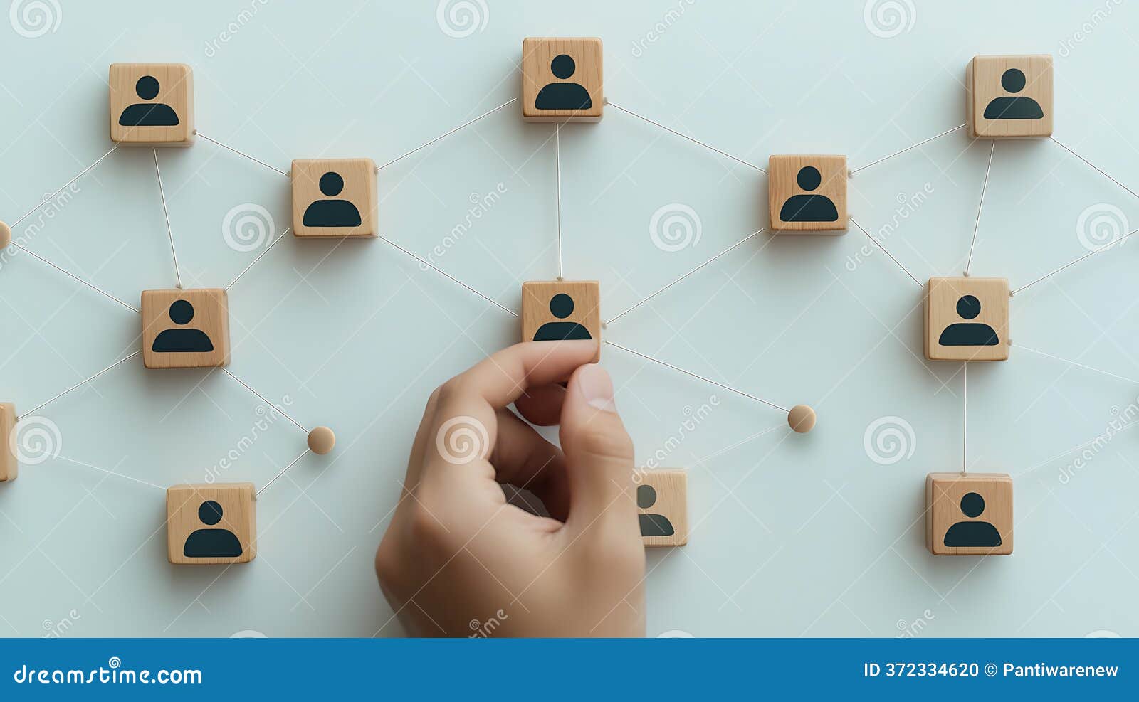 Hand Arranging Wooden Blocks With Number One On Blue Background Stock ...