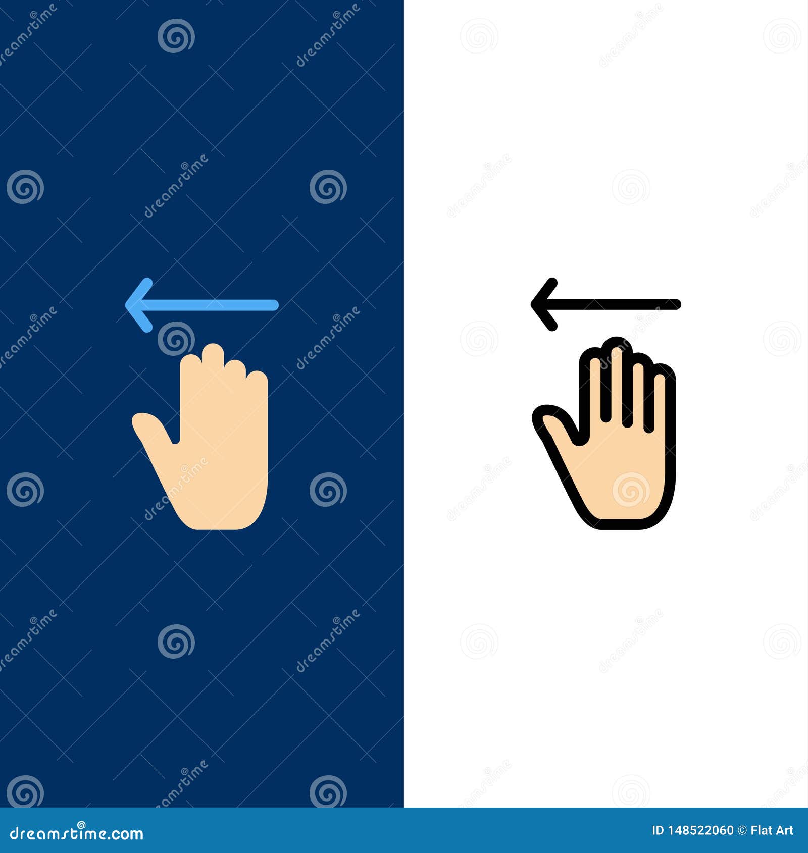 Hand, Arrow, Gestures, Left Icons. Flat and Line Filled Icon Set Vector ...