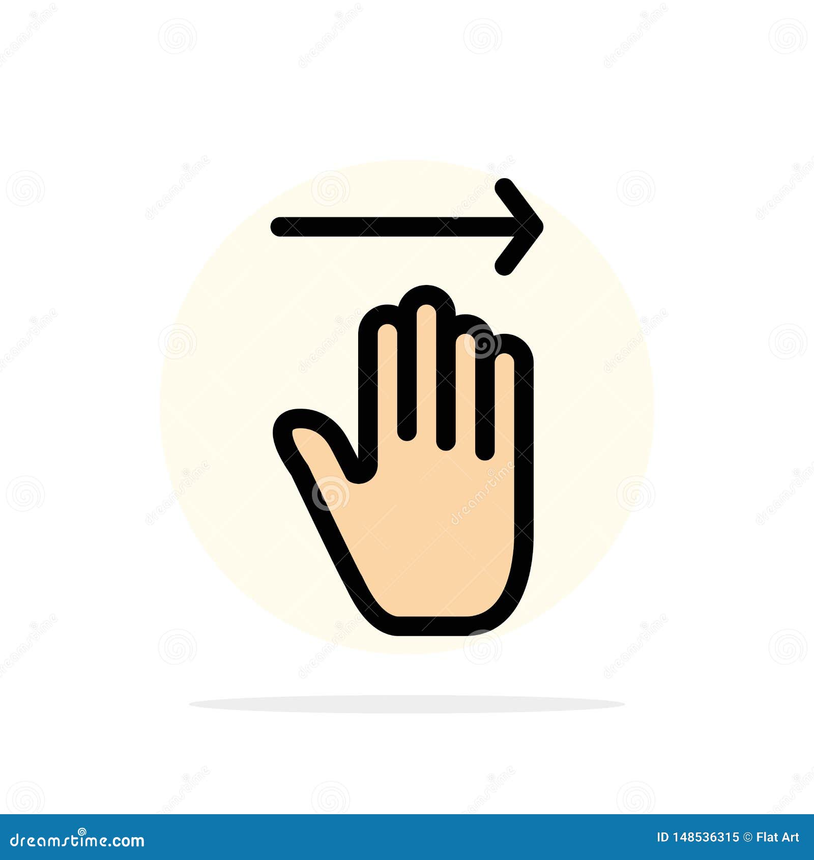 Hand, Arrow, Gestures, Right Abstract Circle Background Flat Color Icon ...