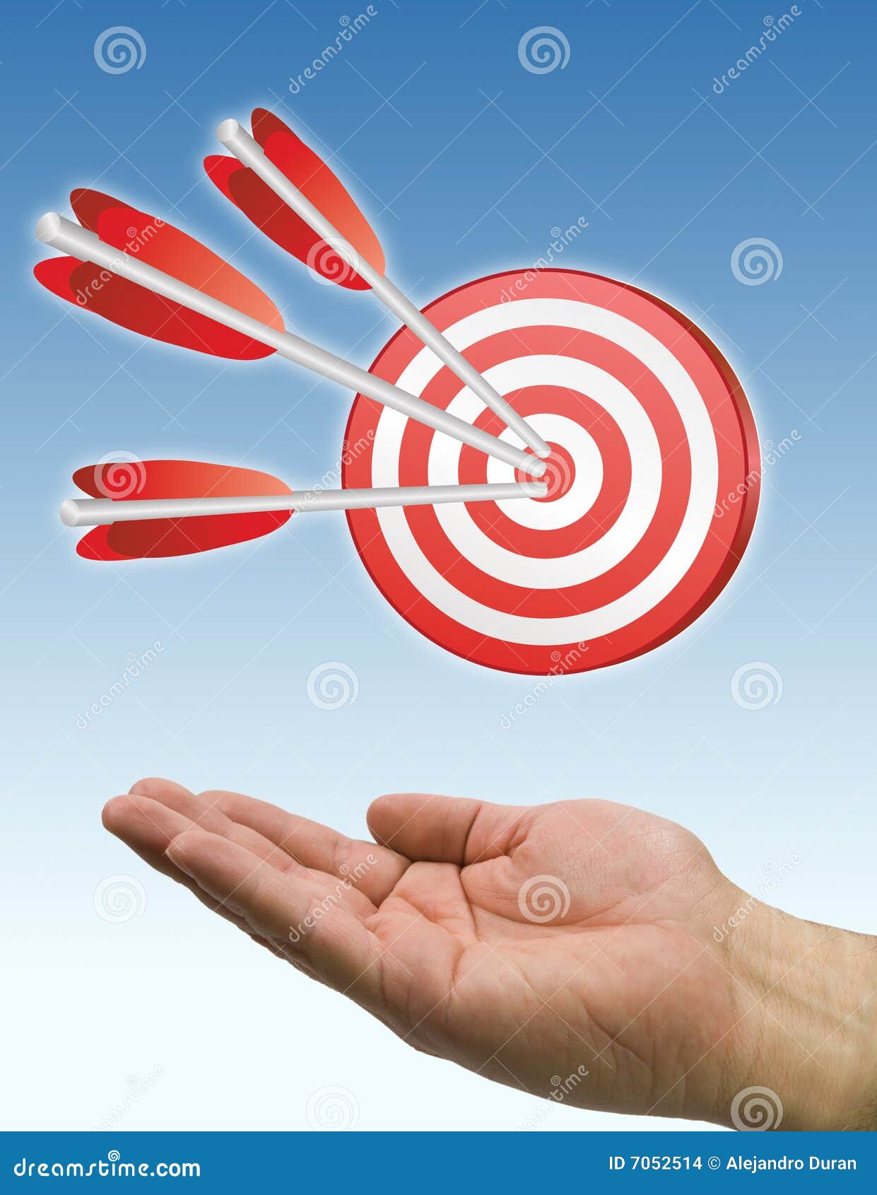 Hand and arrow target blue stock illustration. Illustration of employee ...