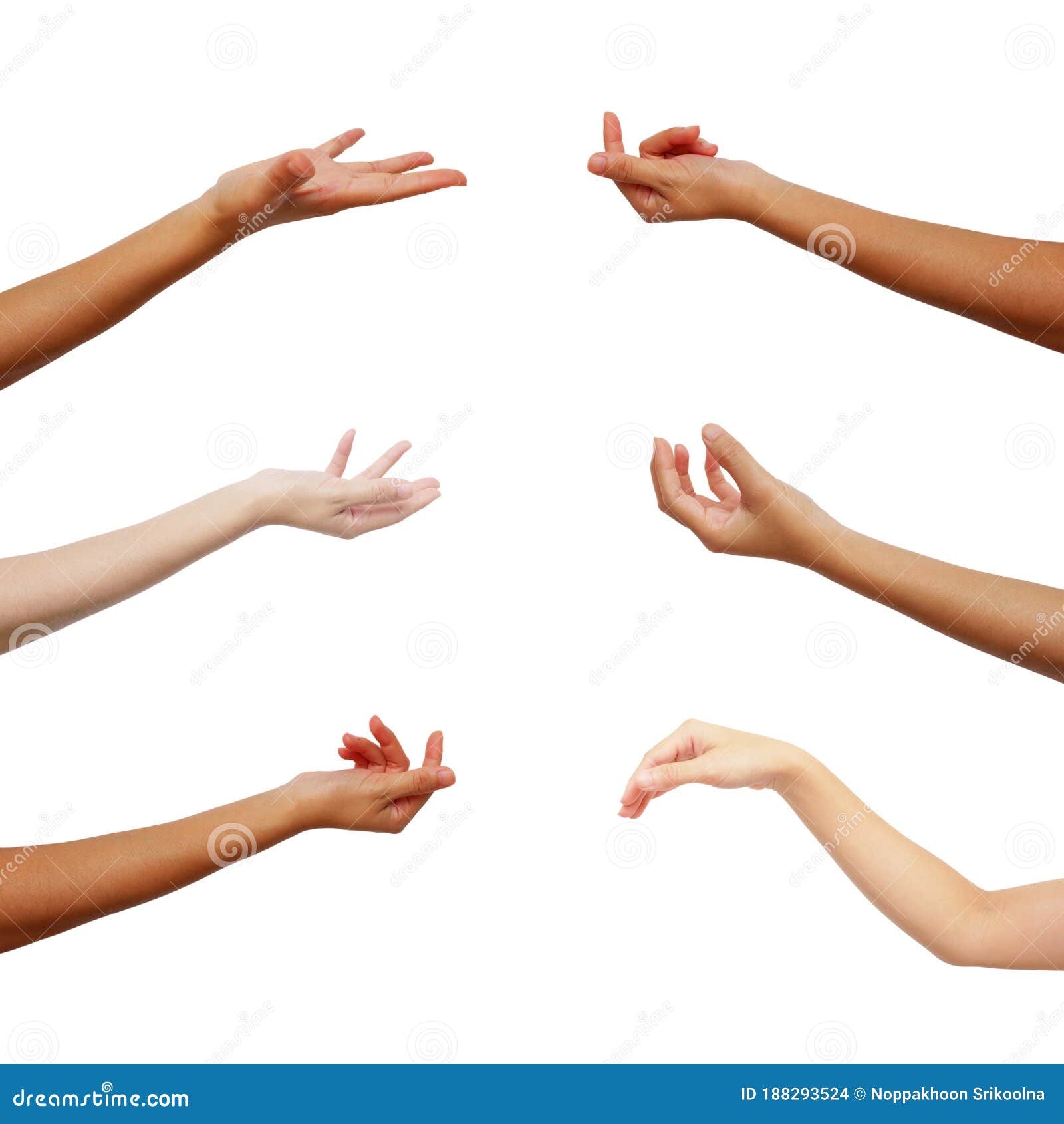 Multiple Collection Hands In Symbol Gestures Of Man`s Hand On Isolated ...