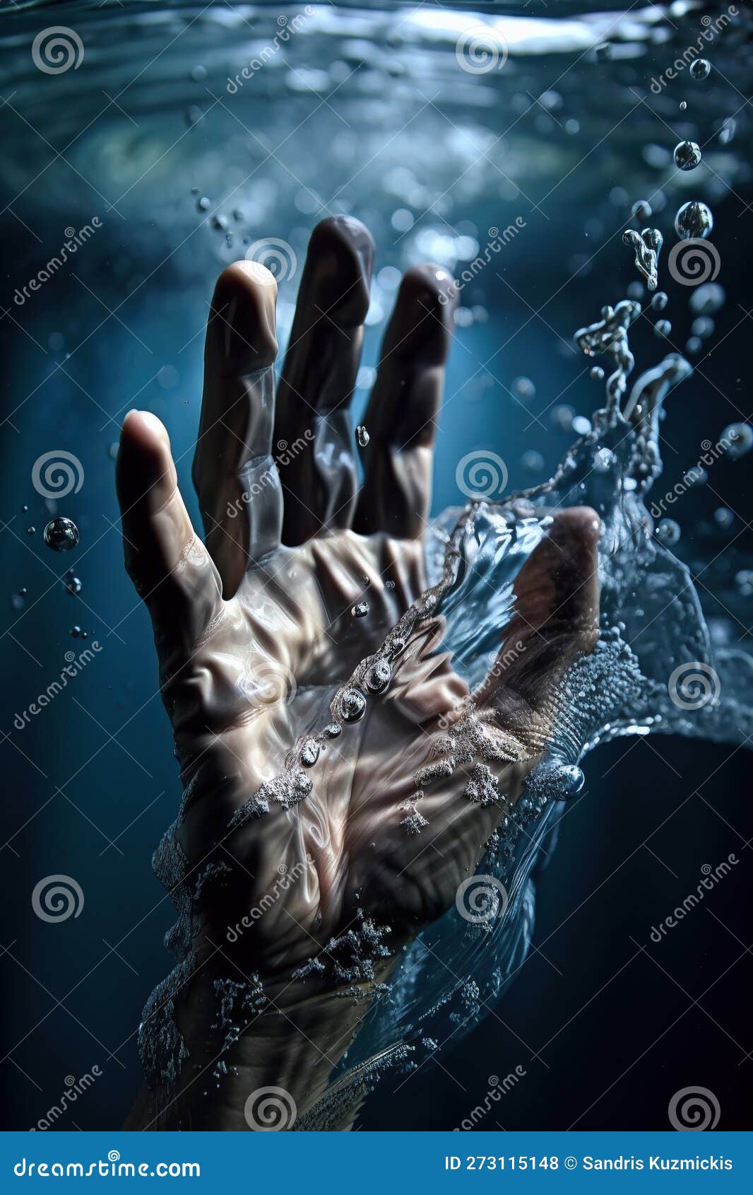 Hand Asking for Help Drowning. Generative AI Stock Illustration ...