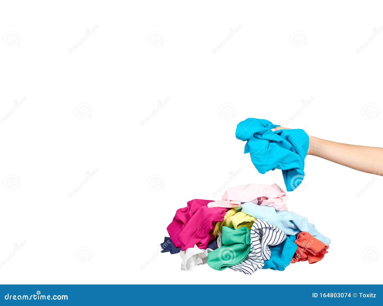 Hand with Assorted Clothes, Loundry Housework. Isolated Stock Photo ...