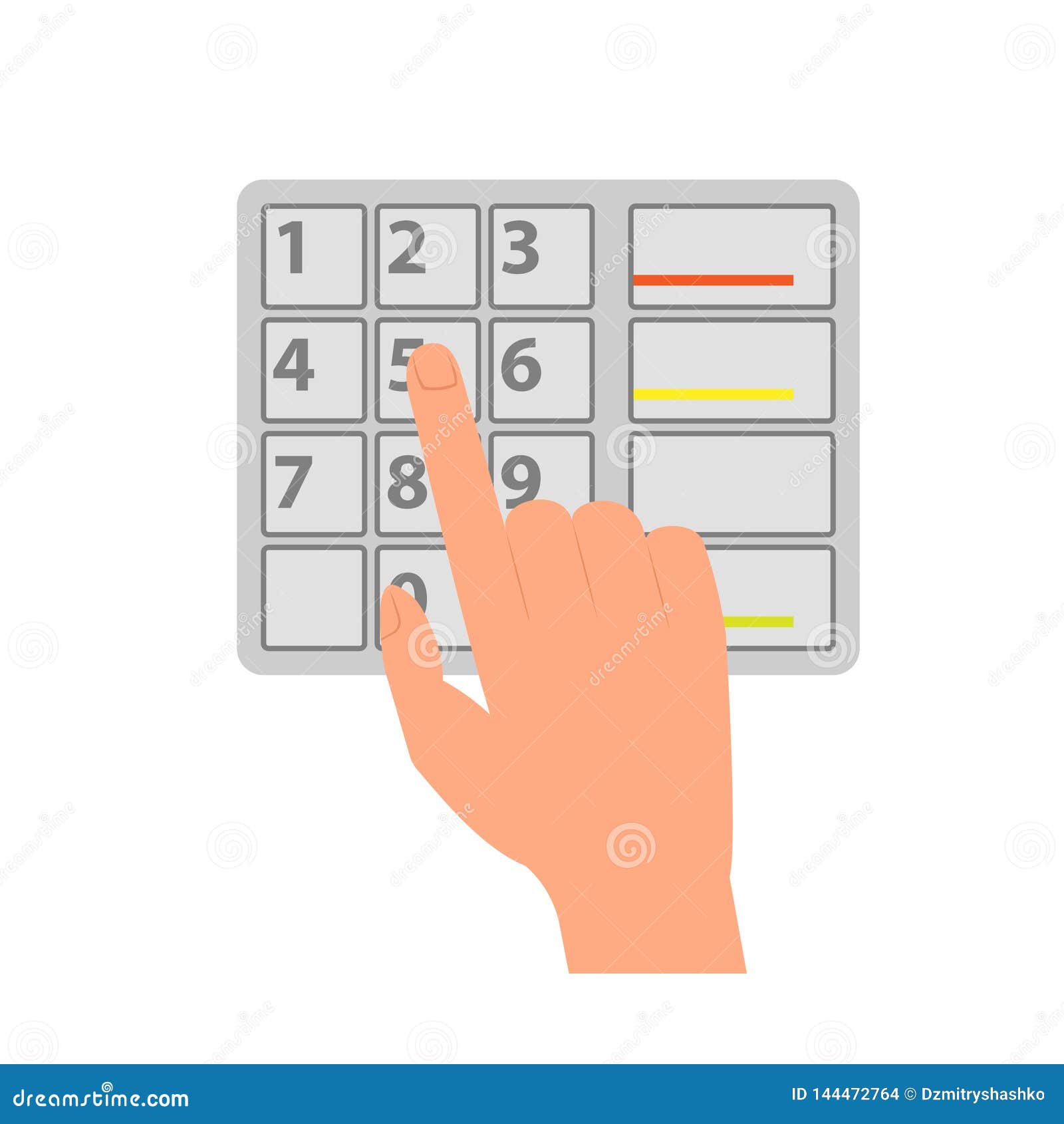 Hand With ATM Keypad Outline Icon Vector Illustration | CartoonDealer ...
