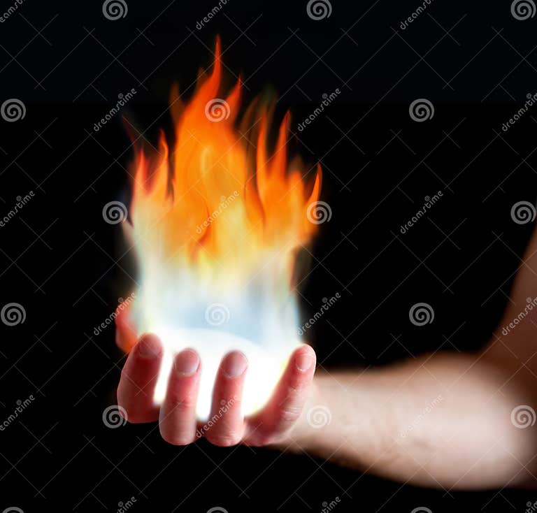 Hand auf Feuer stockfoto. Bild von flamme, brennen, leuchte - 8040024