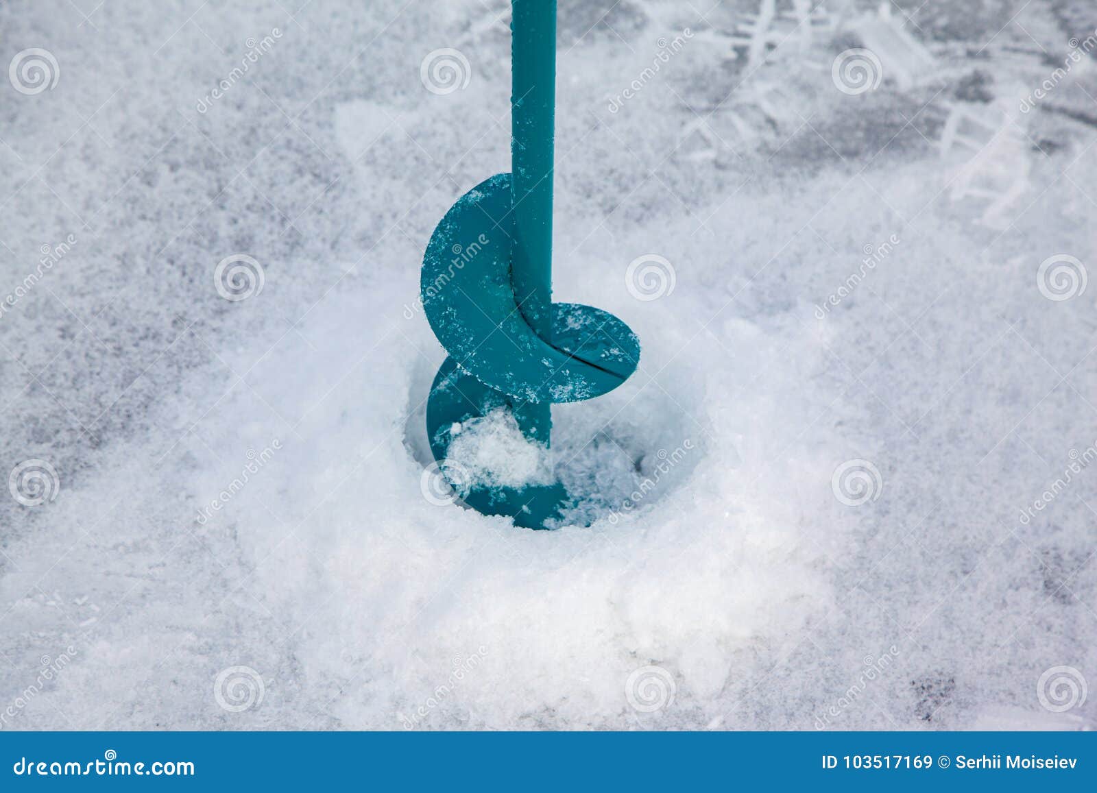 Hand Ice Auger Is Kept According To Safety Standards, Winter Fishing On ...
