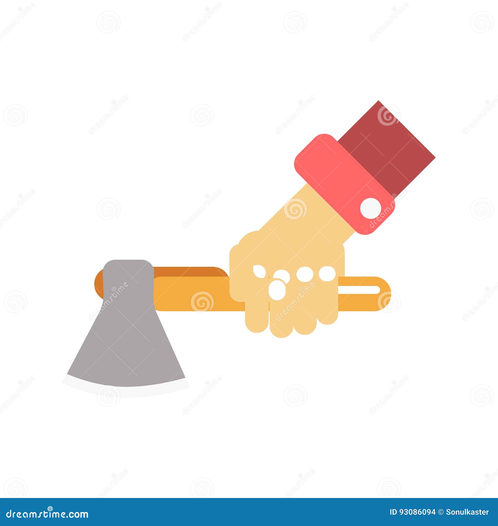 Hand with axe stock vector. Illustration of construction - 93086094