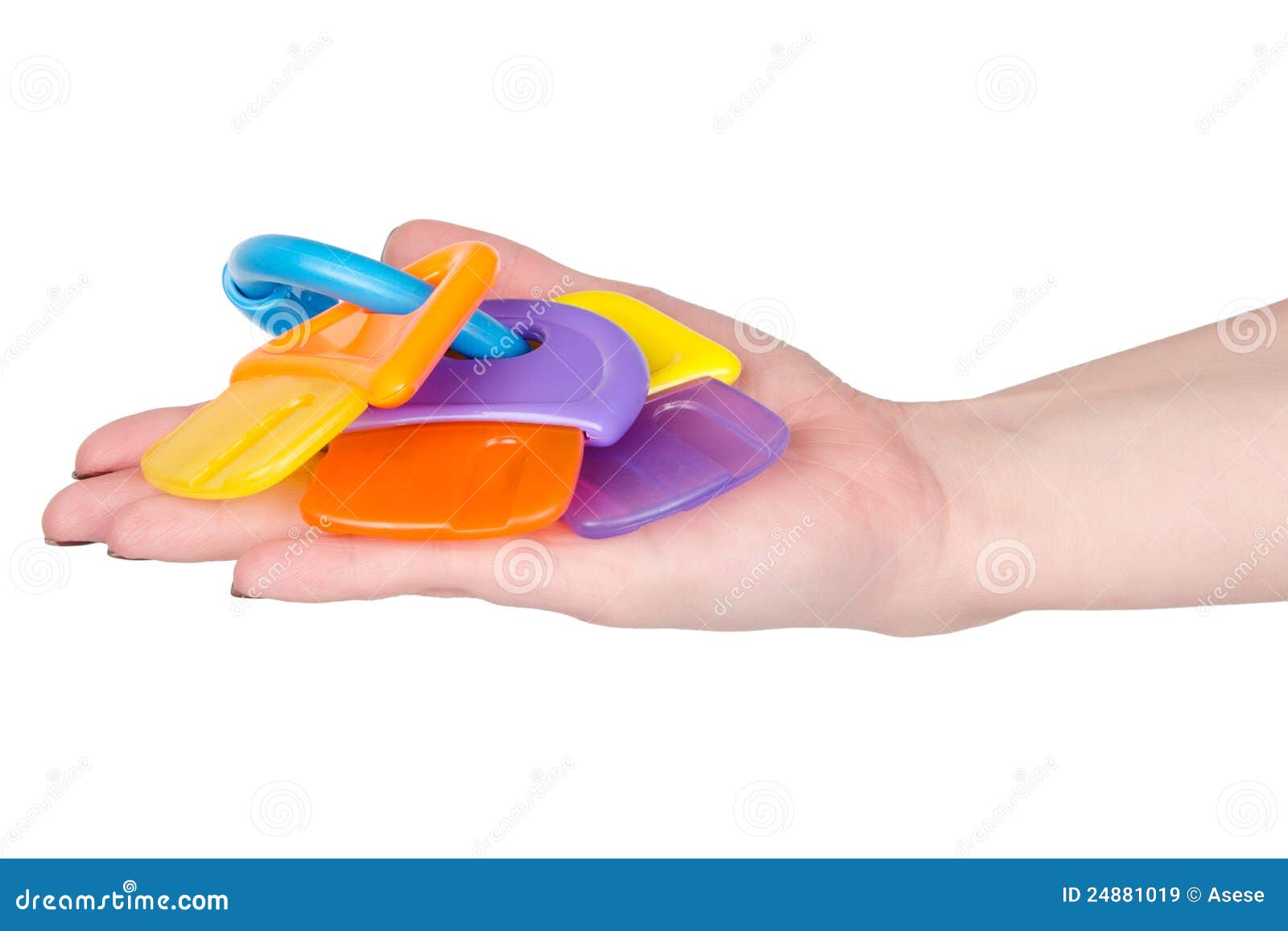 Hand with baby rattle stock image. Image of white, ring - 24881019