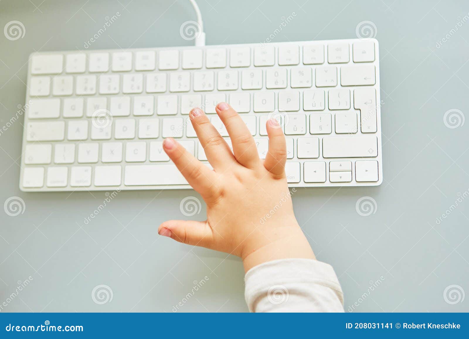 Hand of Baby is Typing on Computer Keyboard Stock Image - Image of ...