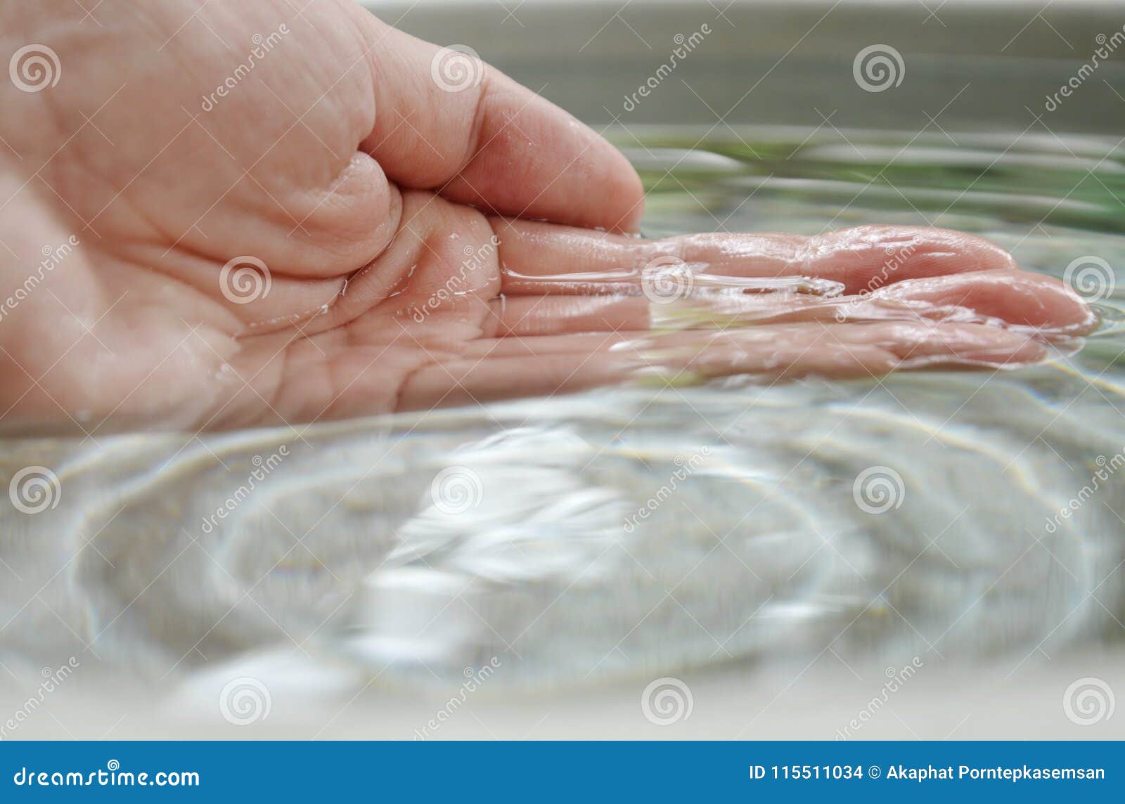 Hand Bailing Water in Stainless Basin Stock Photo - Image of pure, idea ...