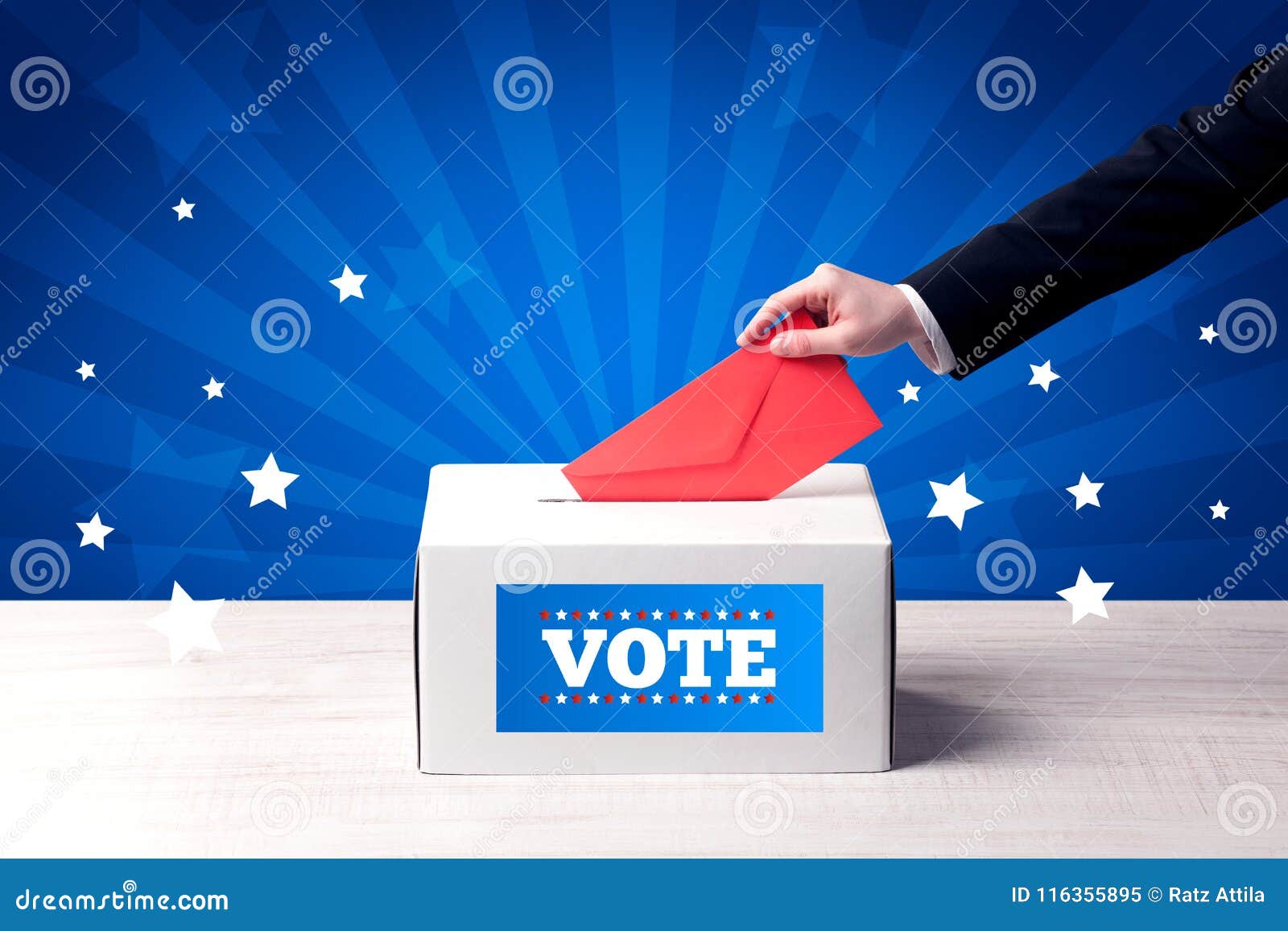 Hand with Ballot and Wooden Box Stock Image - Image of democracy ...