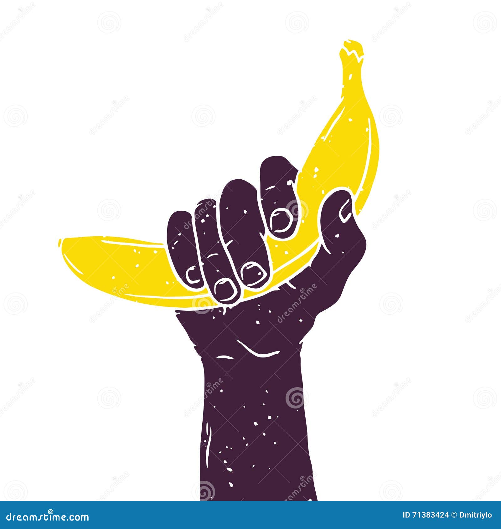 Hand with Banana Vintage Vector Stock Vector - Illustration of ...