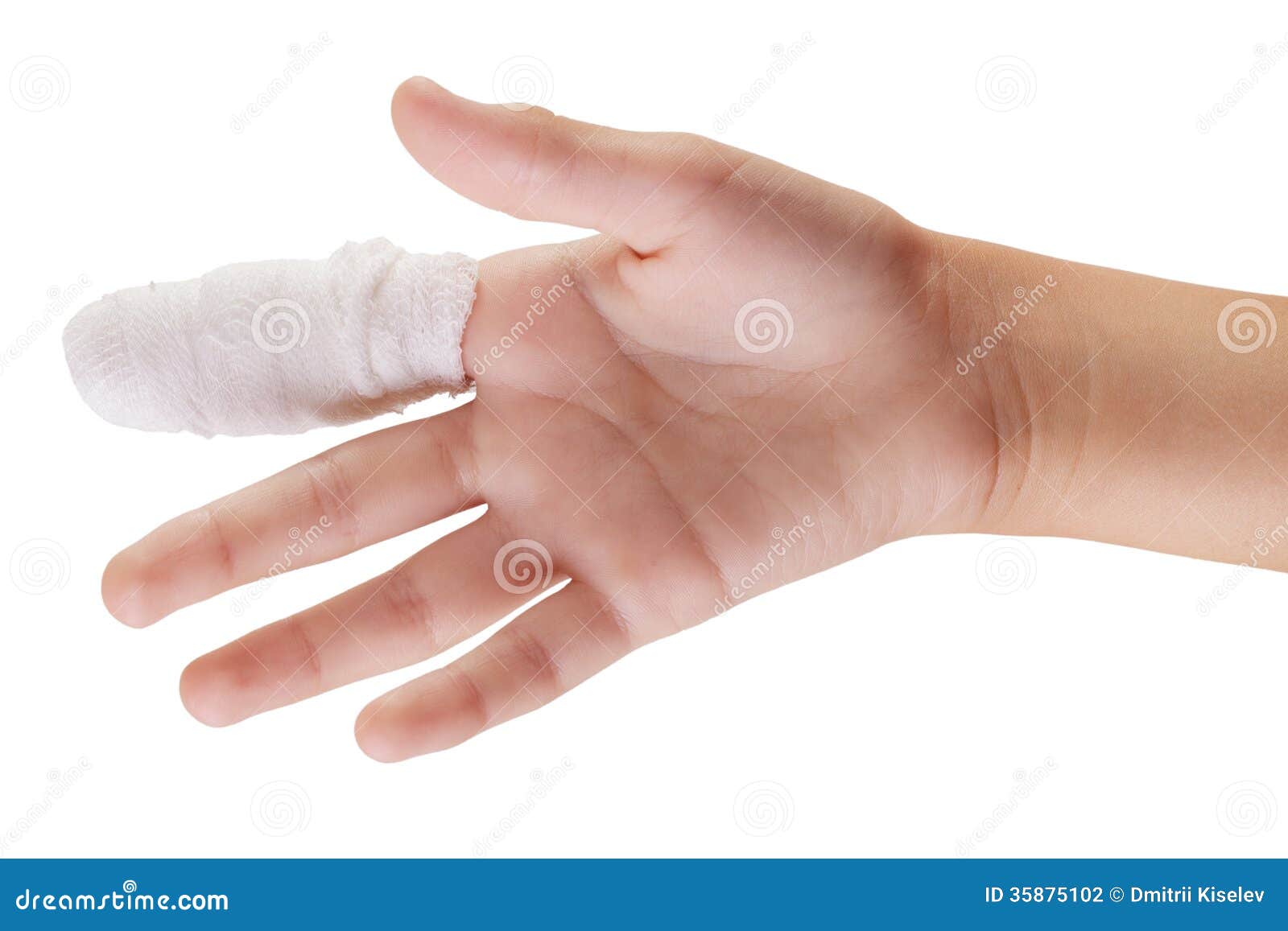Hand with bandaged finger stock photo. Image of excoriation - 35875102