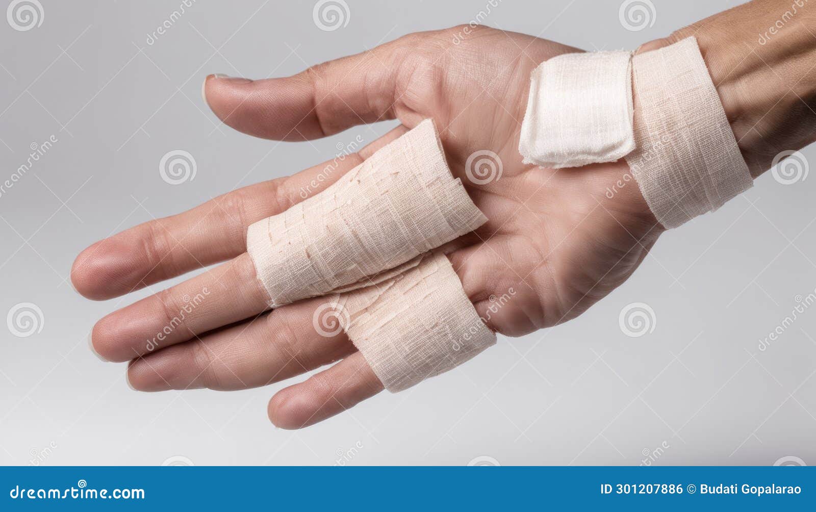 A Hand with Bandages on the Fingers Stock Illustration - Illustration ...