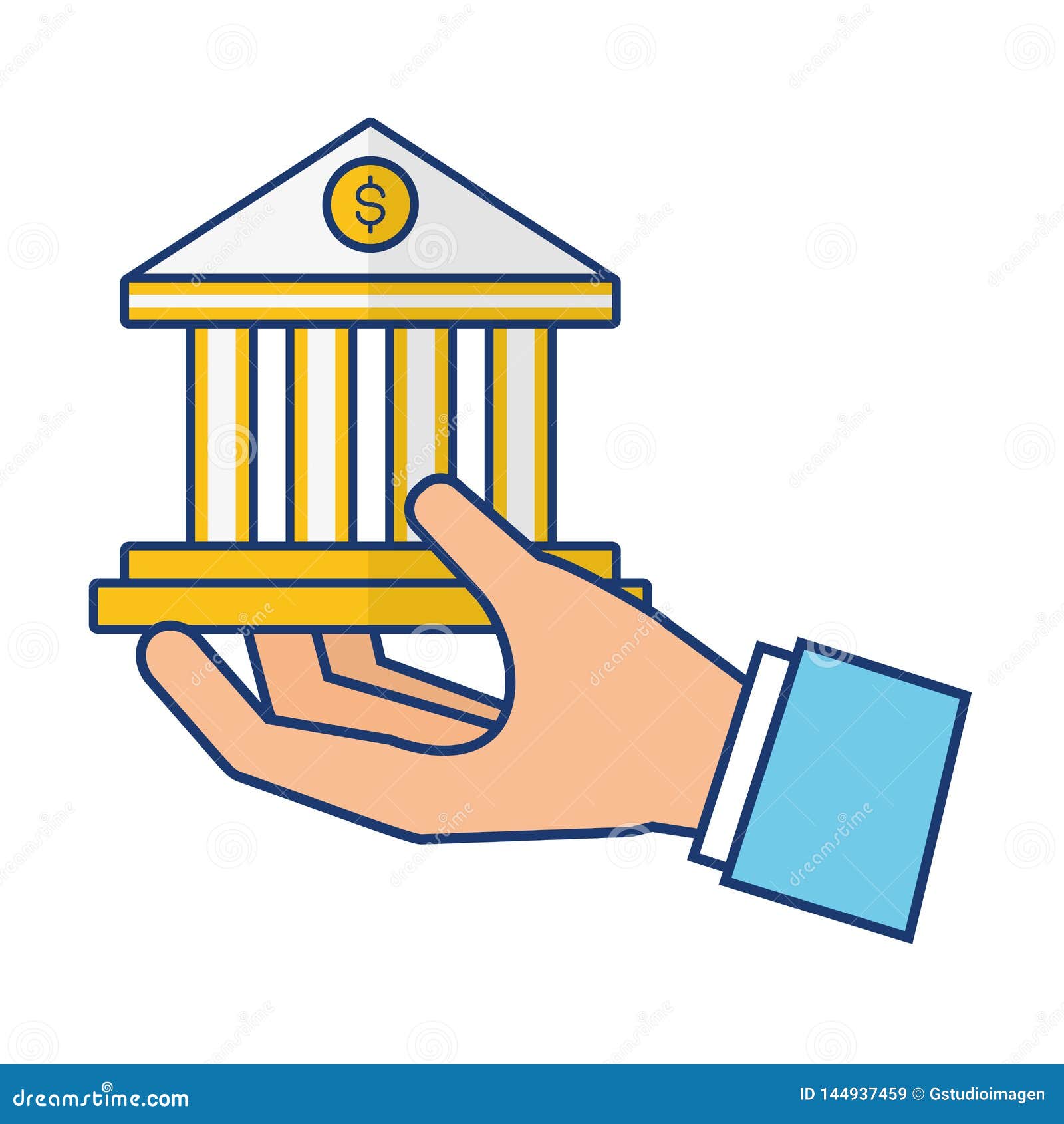 Hand with bank money stock vector. Illustration of stack - 144937459