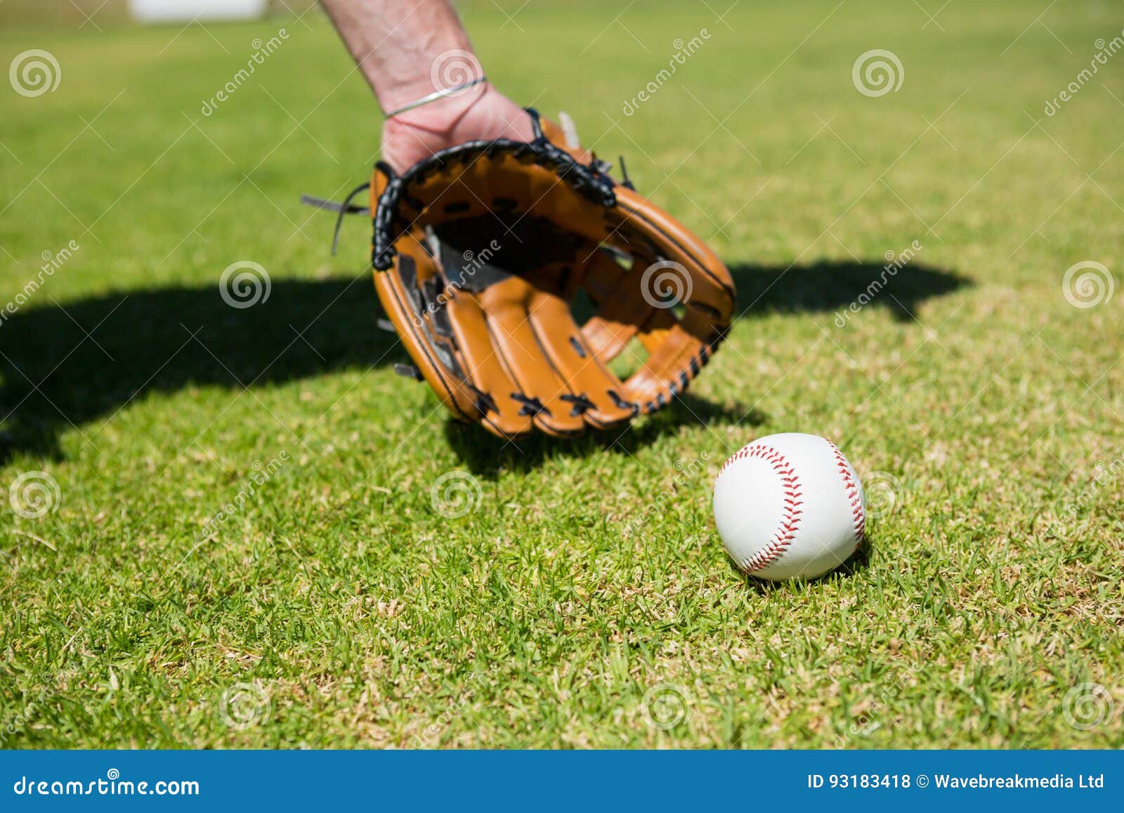 Hand of Baseball Pitcher by Ball on Field Stock Photo - Image of green ...