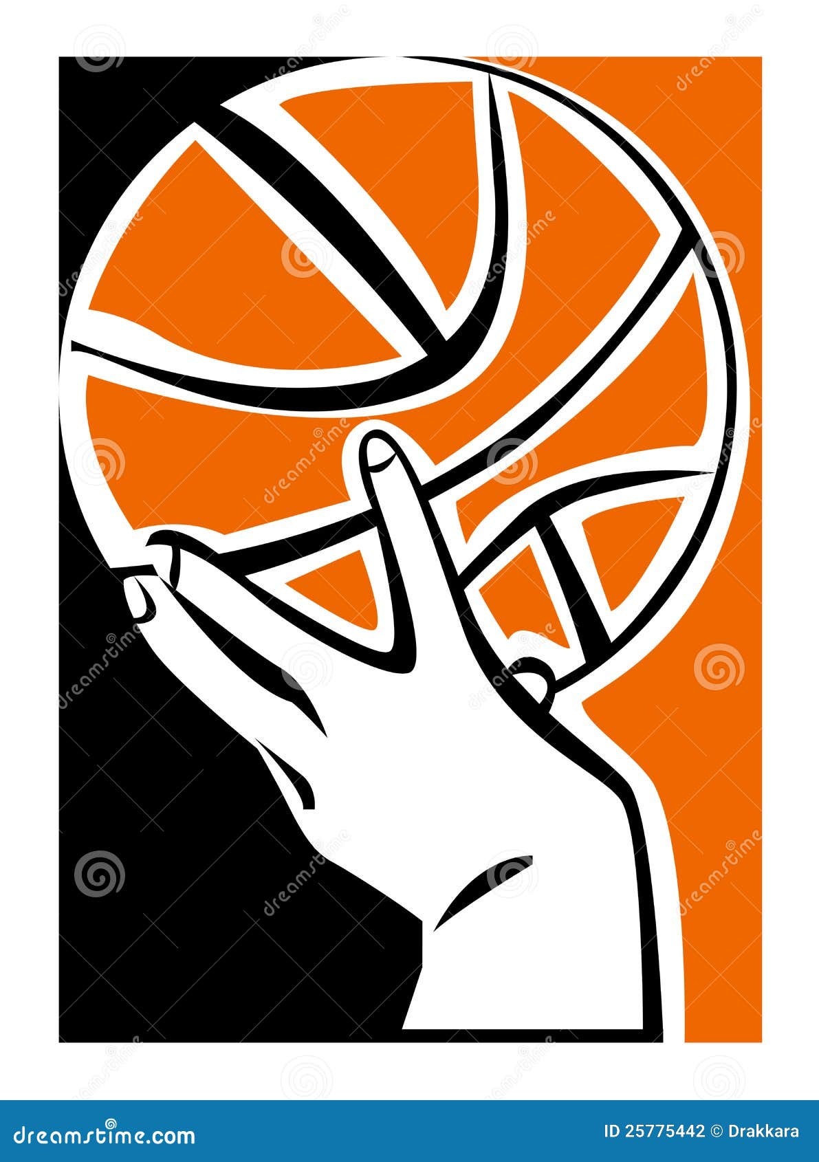 Hand with basketball ball stock vector. Illustration of rectangular ...