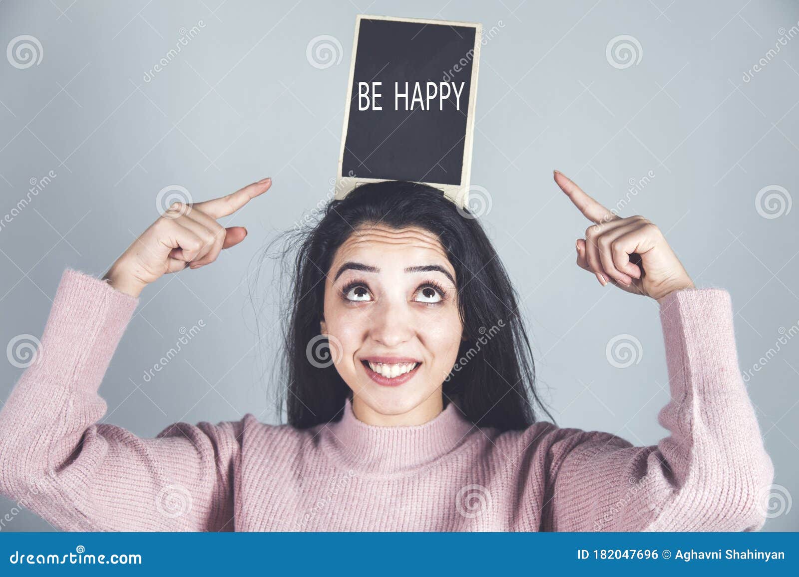 Hand be happy text stock photo. Image of celebrate, symbol - 182047696