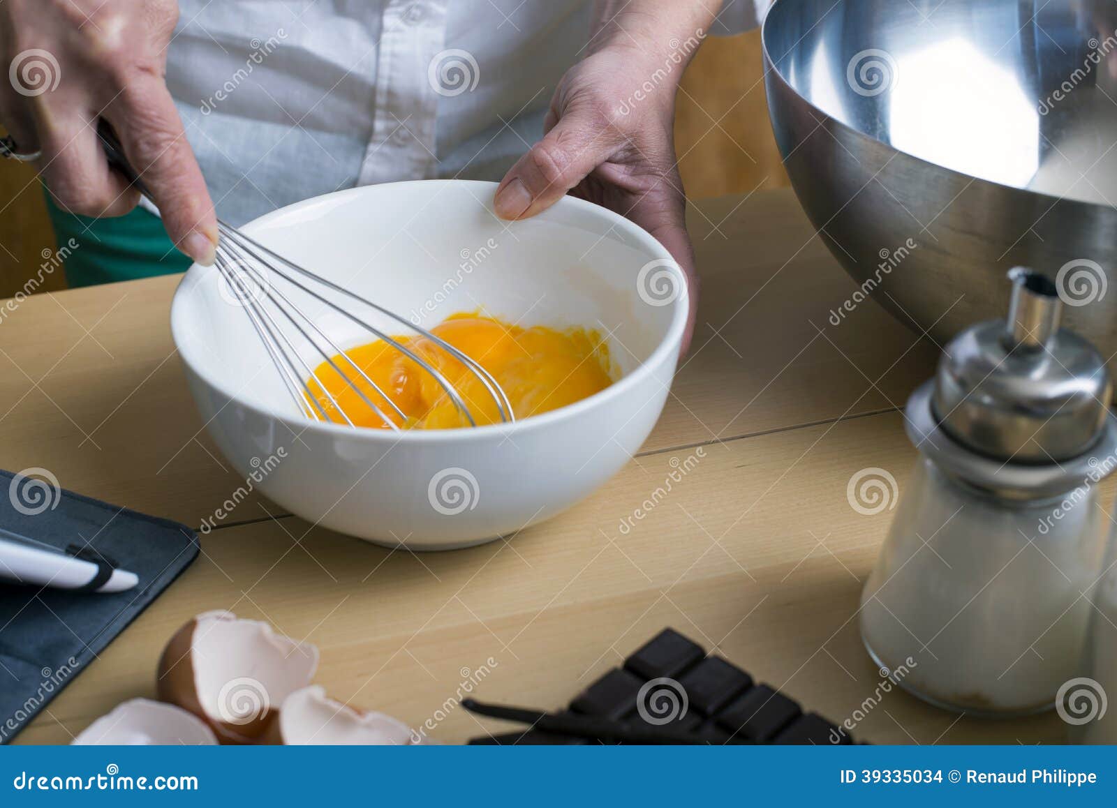 Hand Beating House Made Of Color Wooden Blocks Stock Photography ...