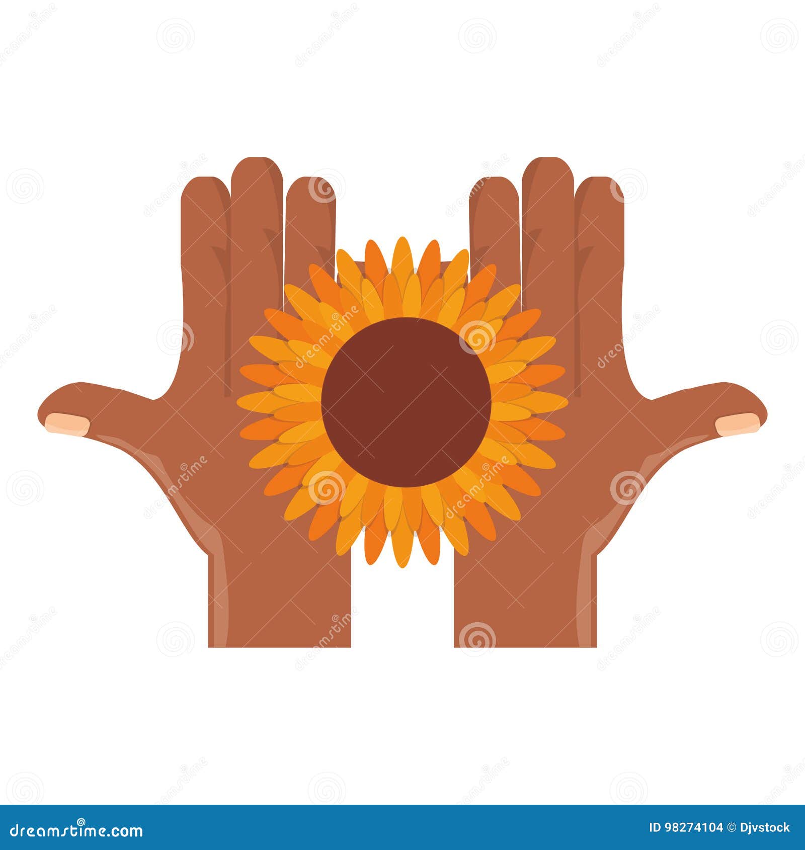 Hand with Beautiful flower stock vector. Illustration of holding - 98274104