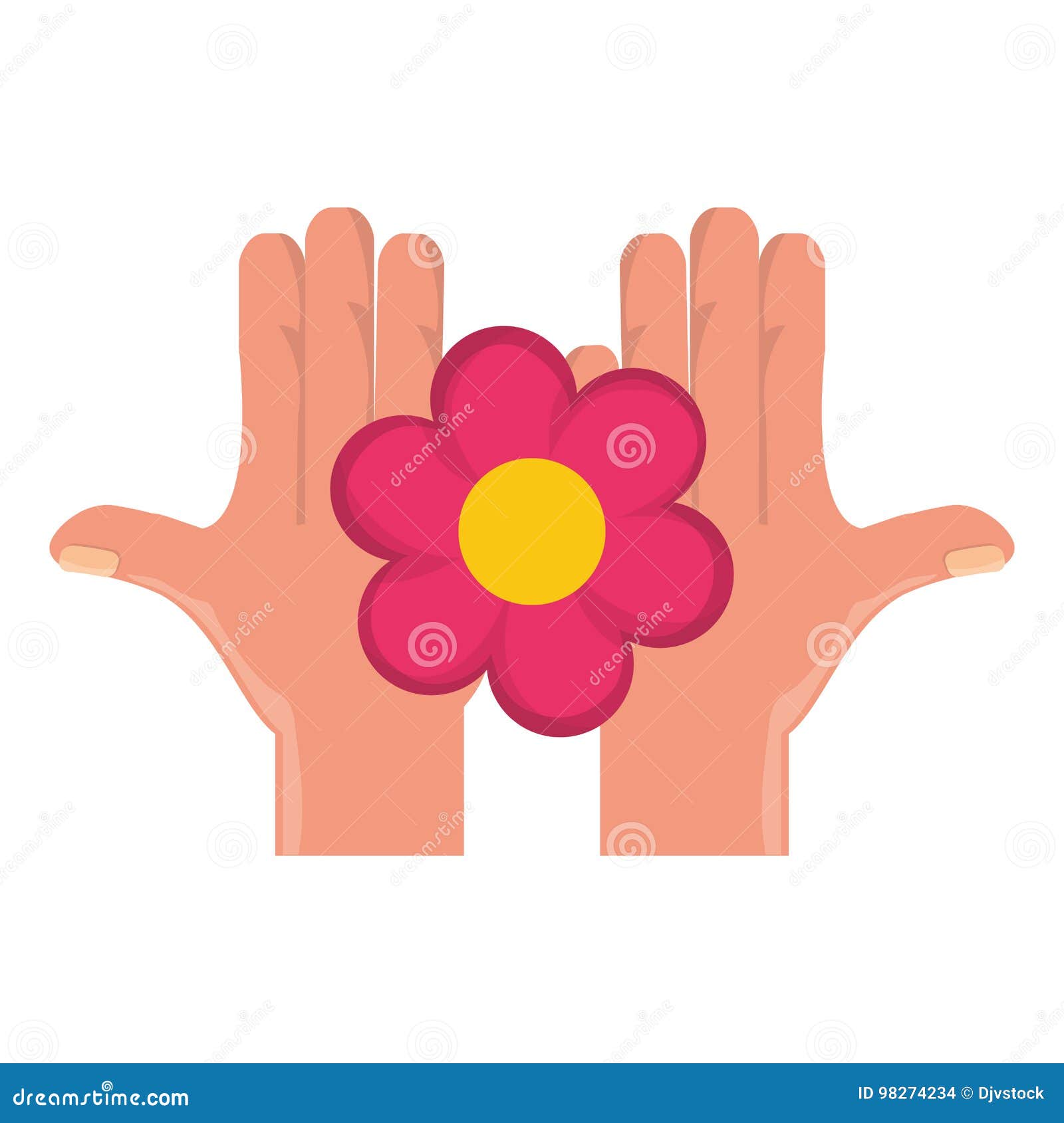 Hand with Beautiful flower stock vector. Illustration of botany - 98274234
