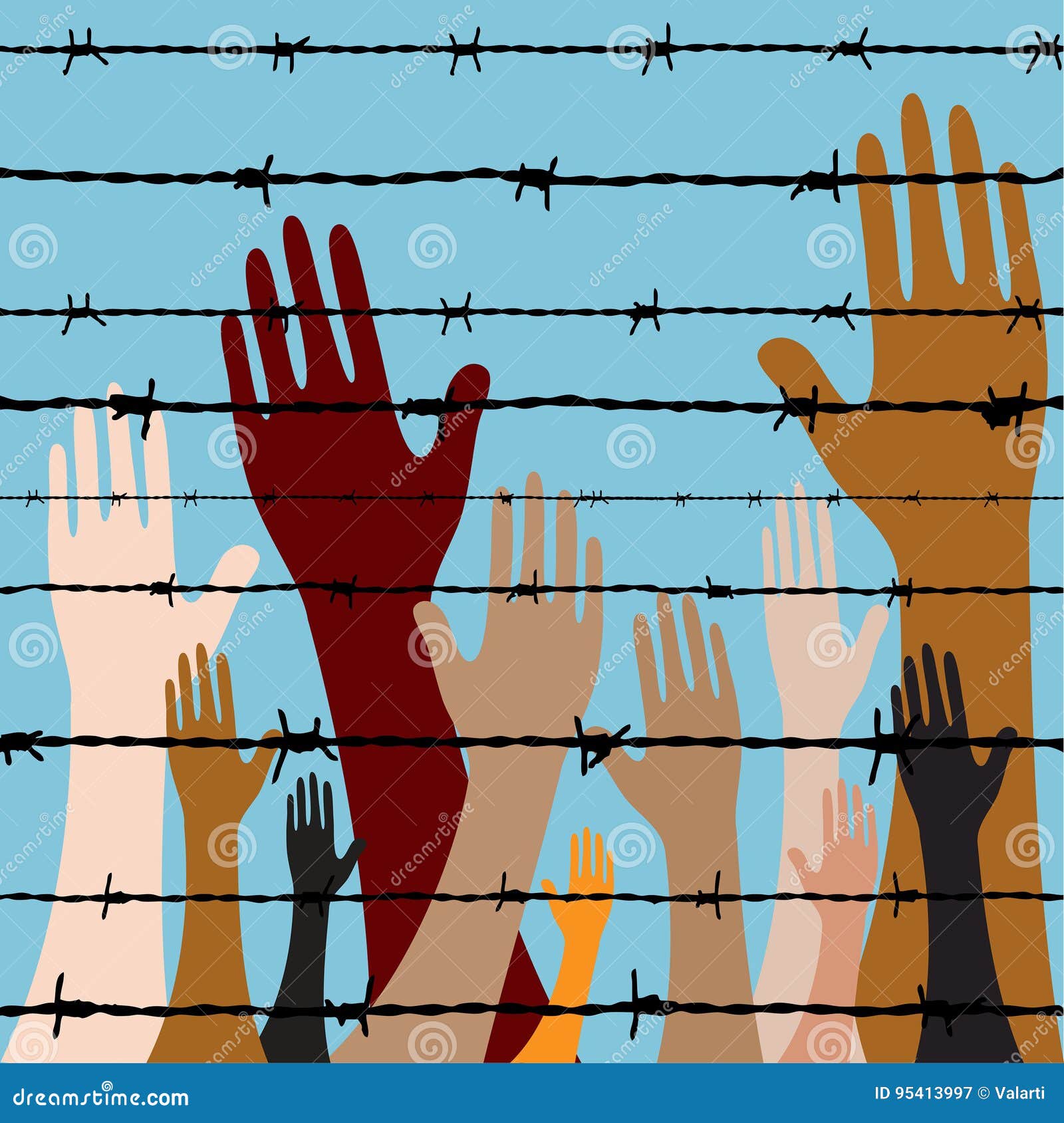 Hand Behind Barbed Wire Seamless Vector Stock Vector - Illustration of ...