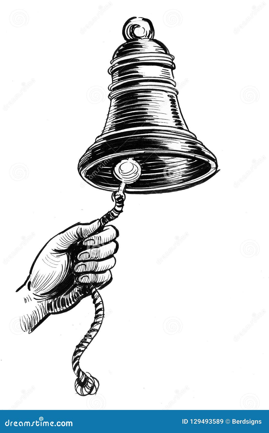 Hand and bell stock illustration. Illustration of loud - 129493589