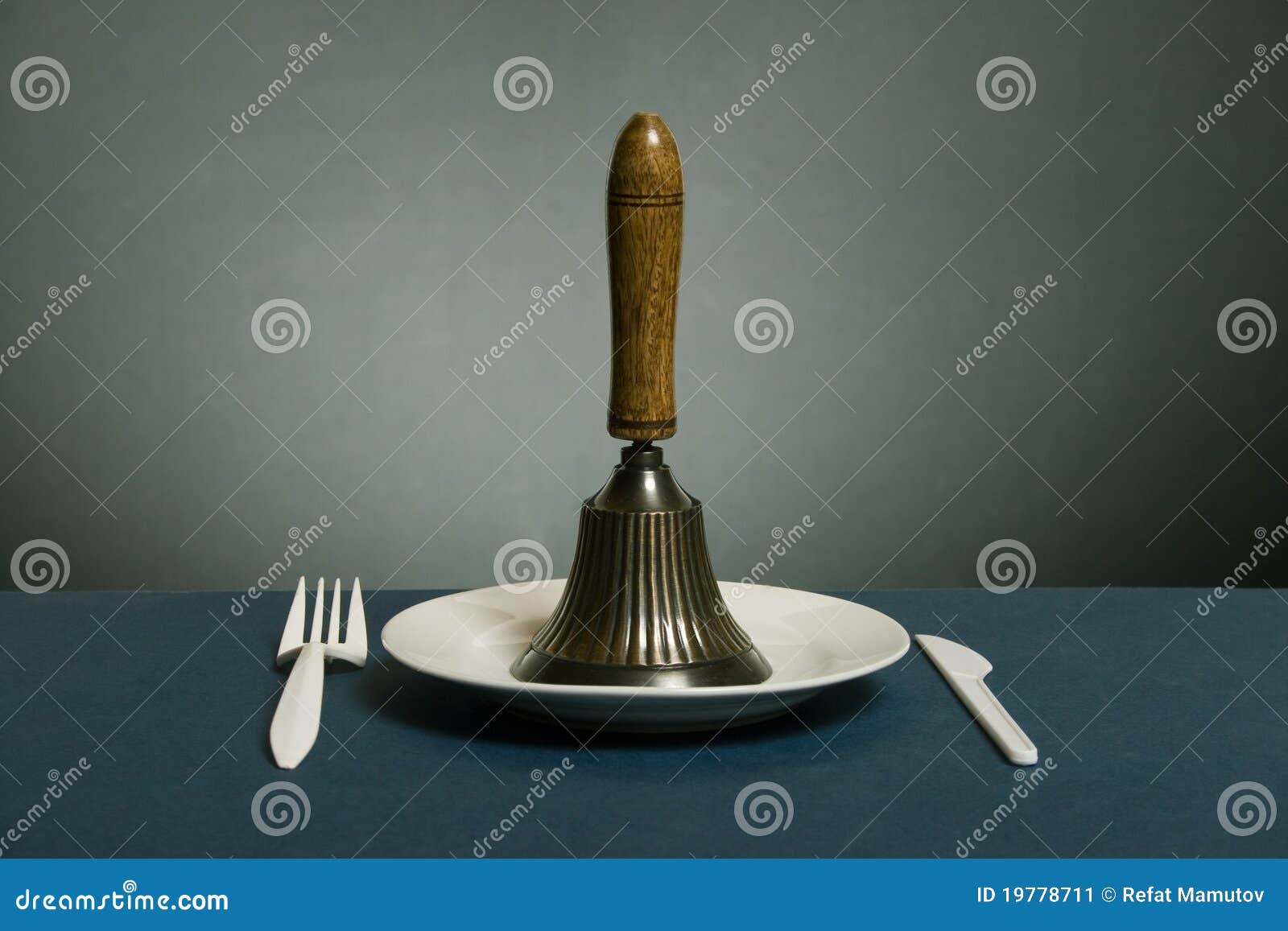 Hand Bell on a plate. stock image. Image of sound, school - 19778711