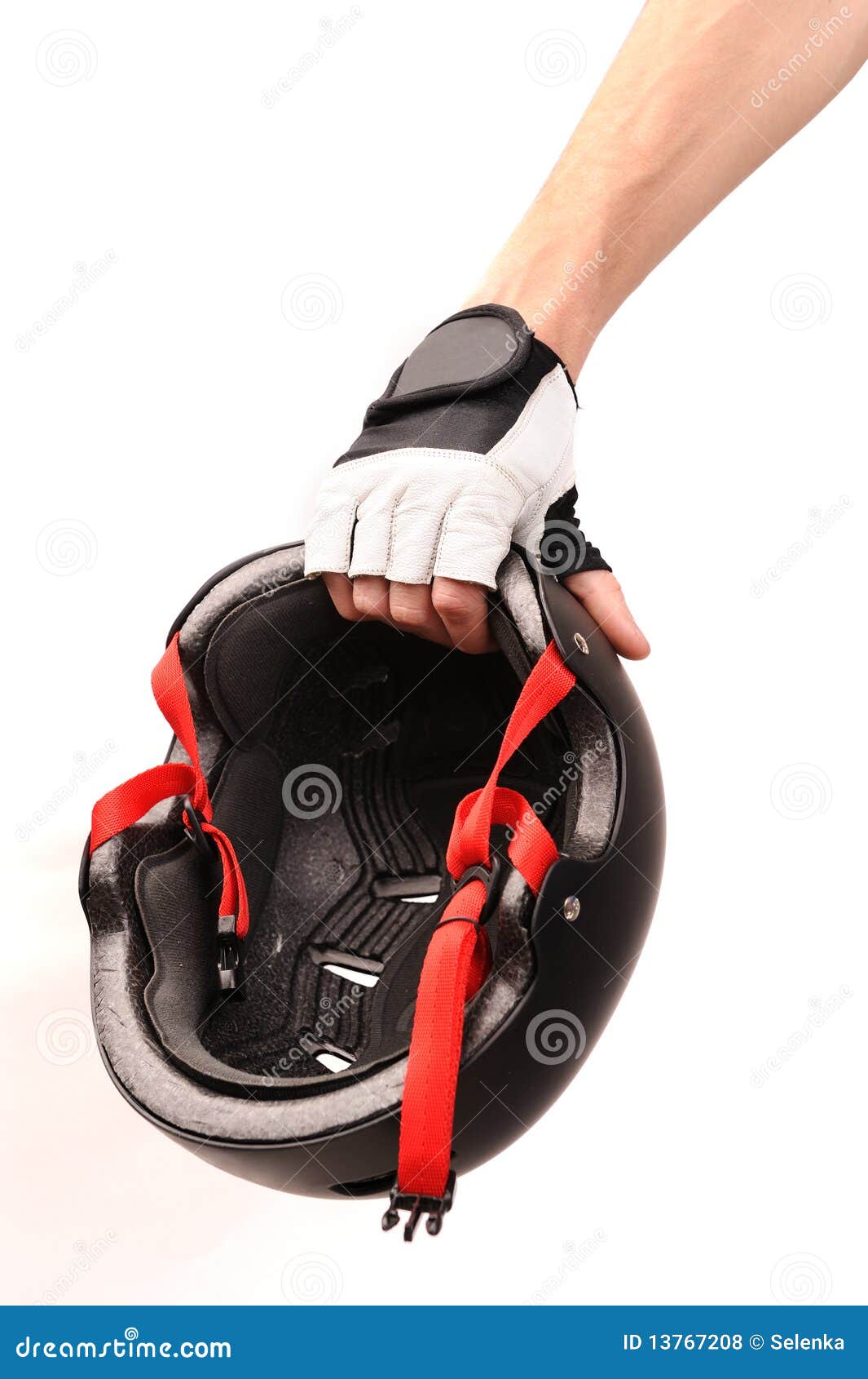 Hand with bicycle helmet stock photo. Image of head, bike - 13767208