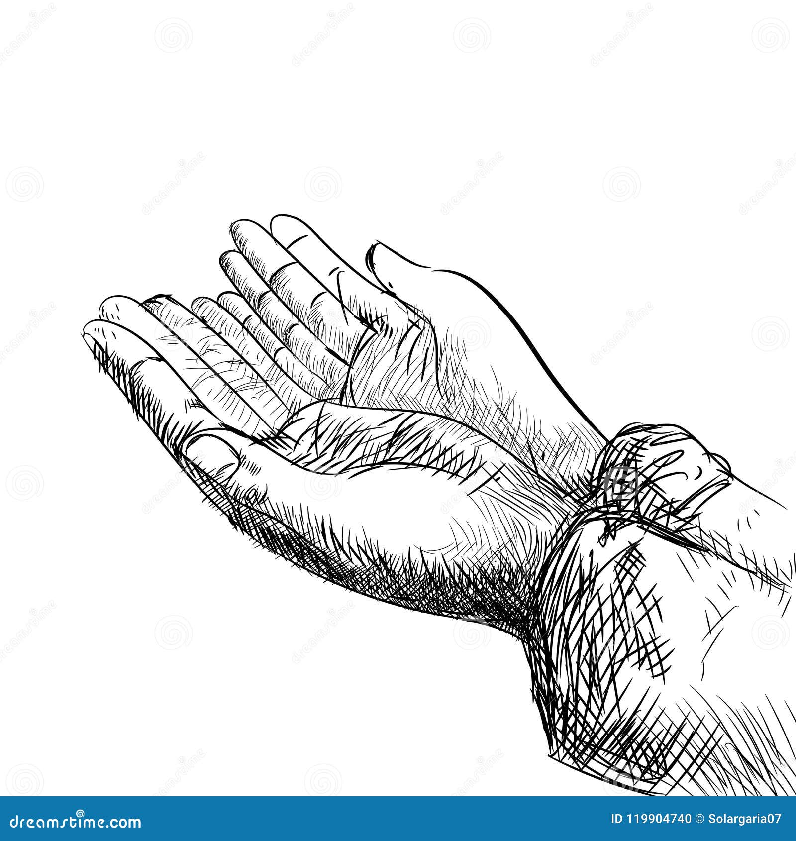 Hand Bidden-hand Getrokken Illustratie Vector Illustratie ...