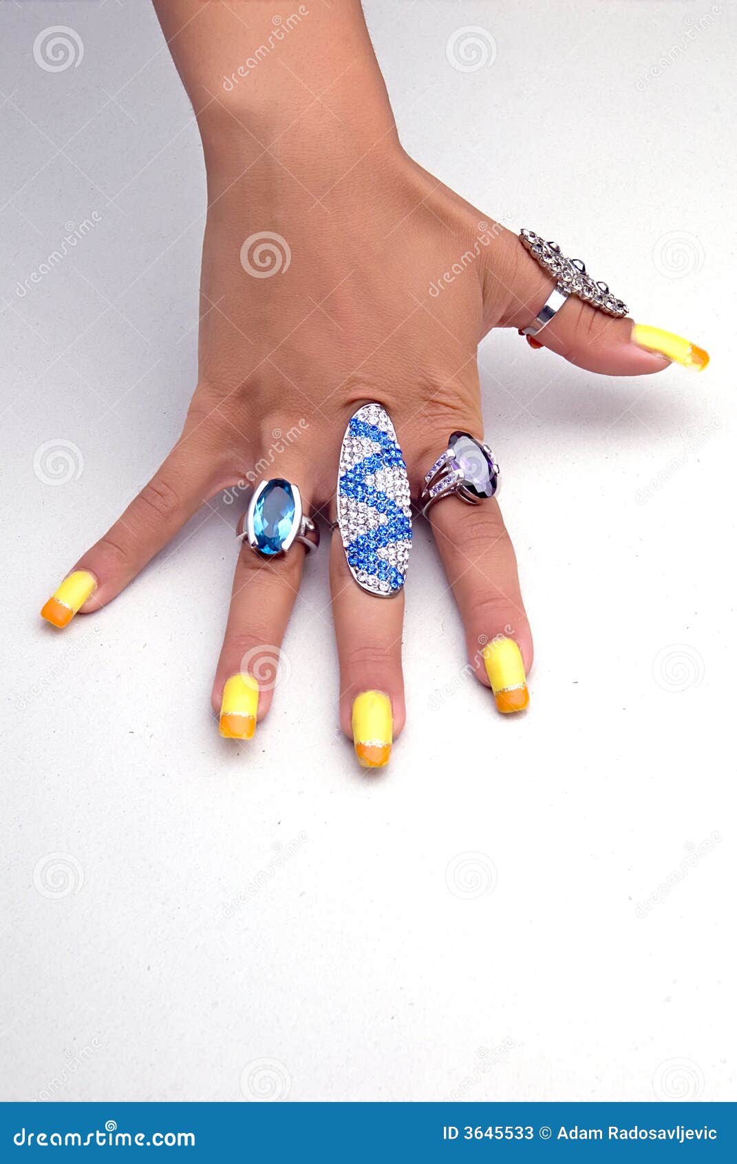 Hand with big rings stock image. Image of silver, solitaire - 3645533