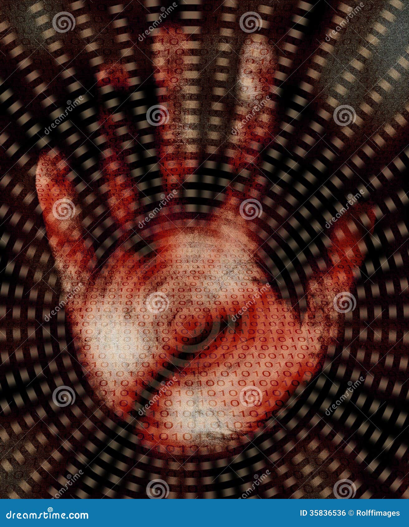 Hand and binary design stock illustration. Illustration of ...