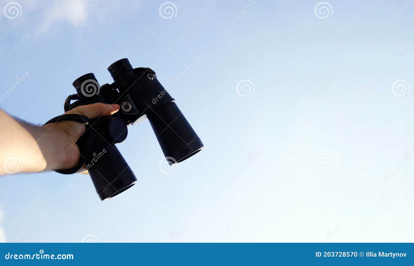 Hand with Binoculars in the Sky Stock Photo - Image of binoculars ...