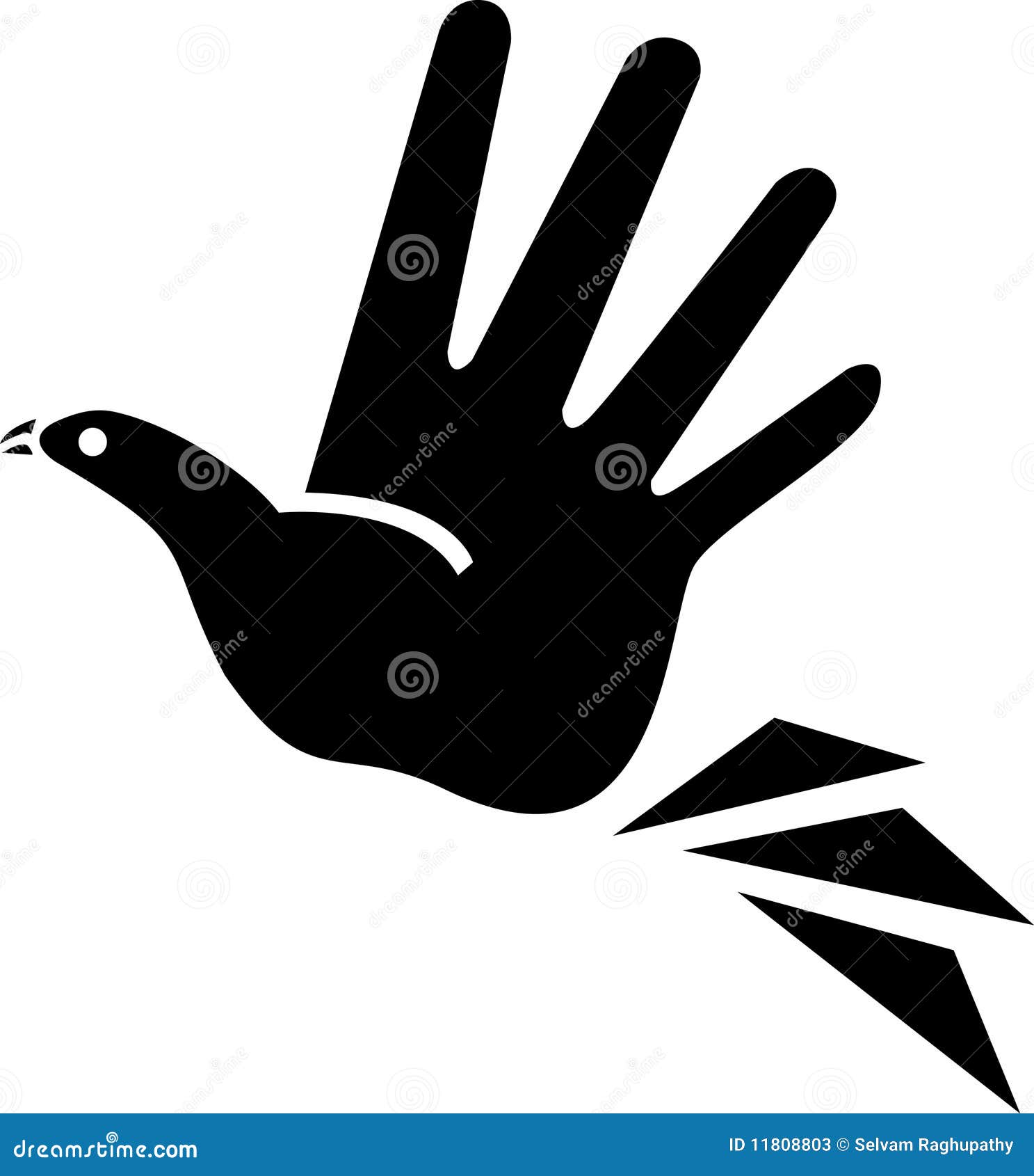 Hand bird stock vector. Illustration of grace, illustrated - 11808803
