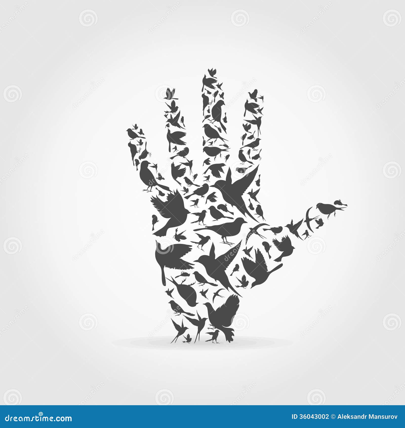 Hand a bird stock vector. Illustration of flying, pattern - 36043002