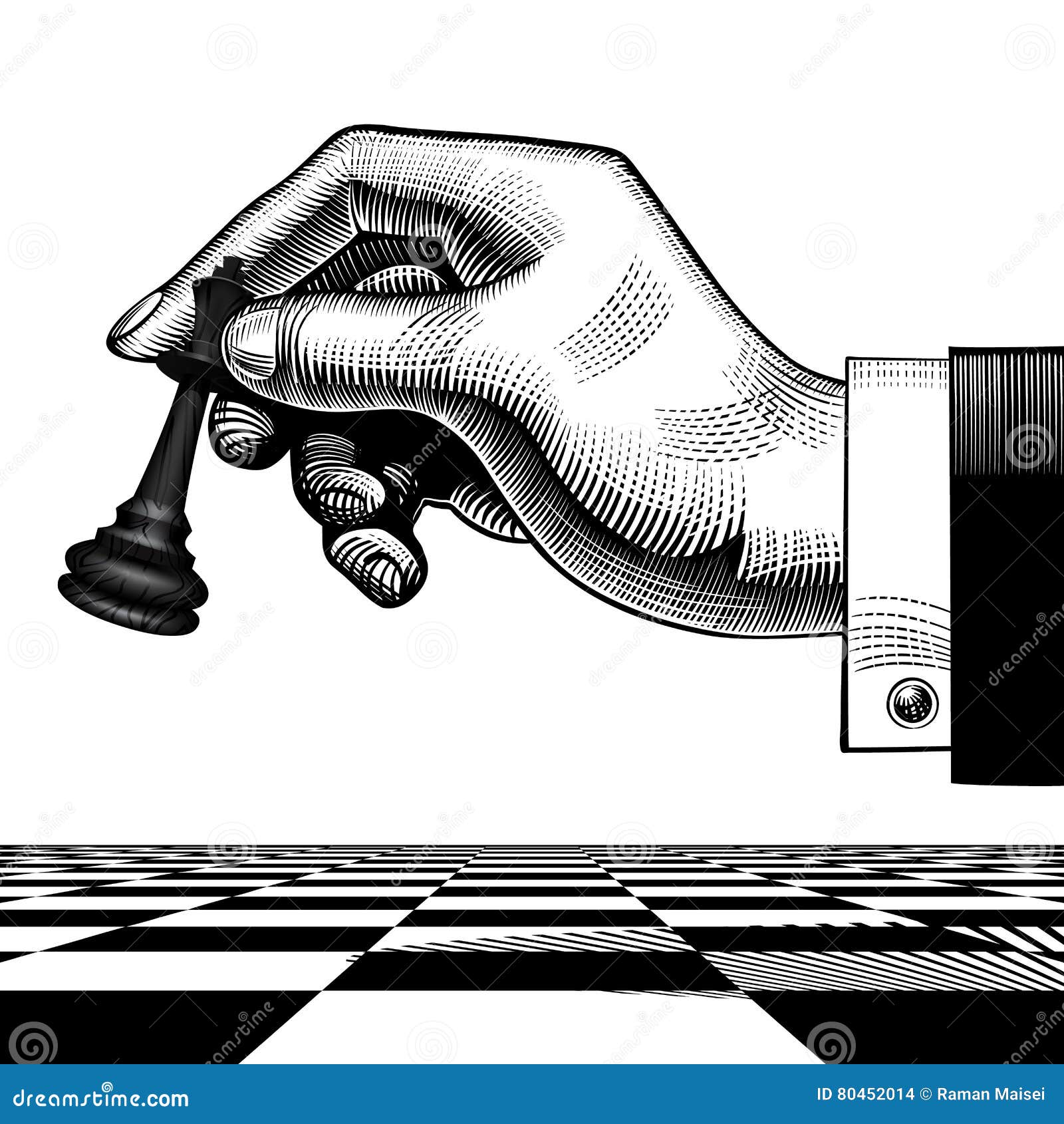Hand with a Black King Chess Piece Stock Vector - Illustration of ...