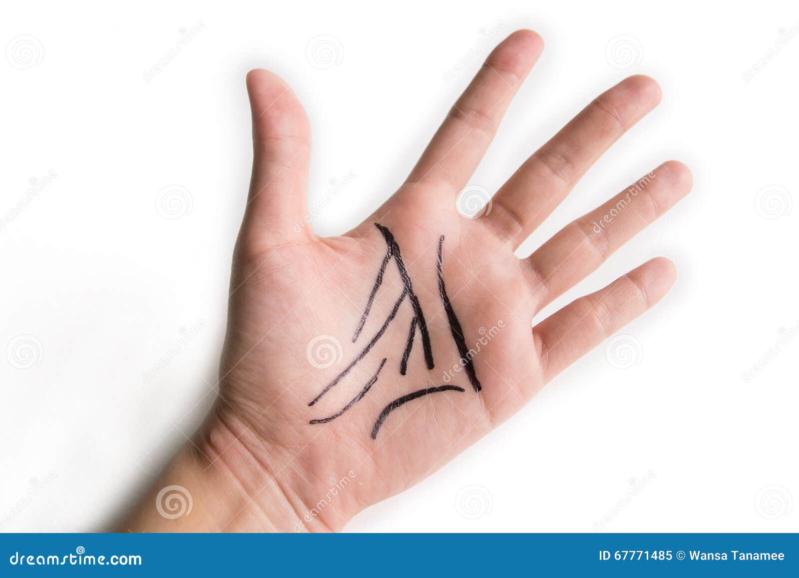 Hand with black line stock image. Image of fortune, human - 67771485