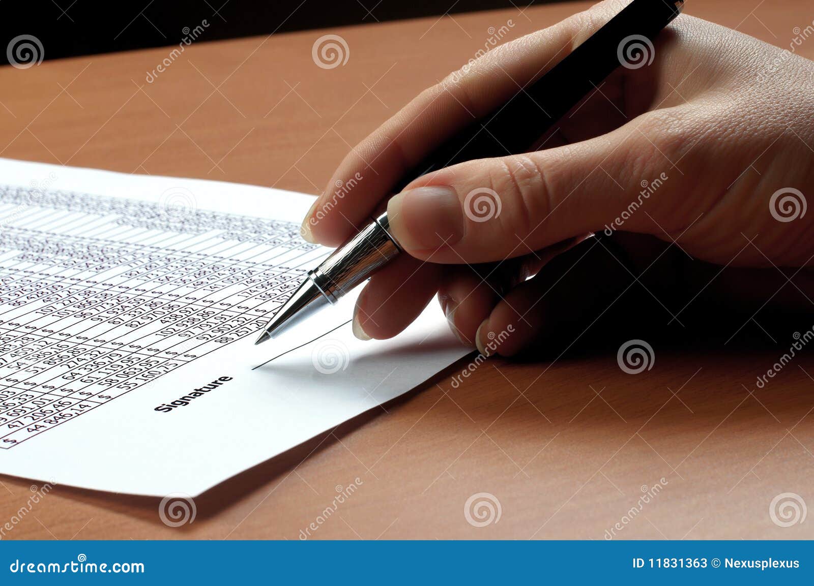 Hand with Black Pen Sign the Document Stock Image - Image of agreement ...
