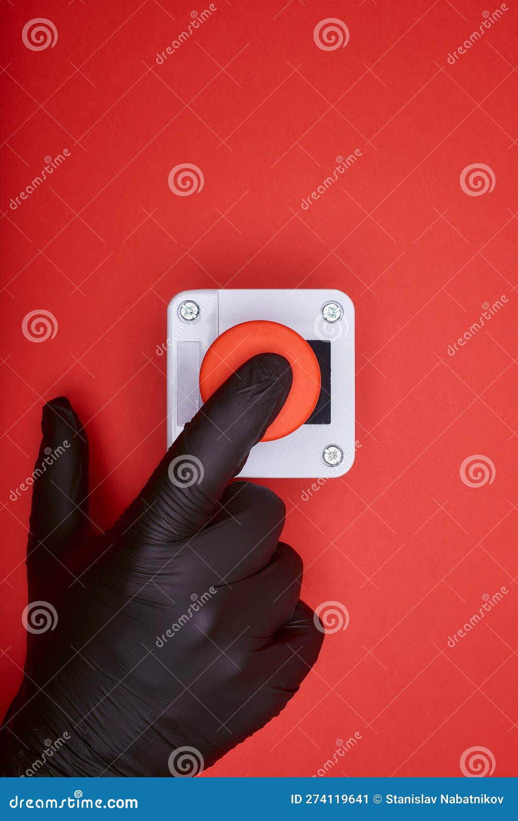 The Hand in Black Vinyl Glove, Which Pushes the Emergency Button at the ...