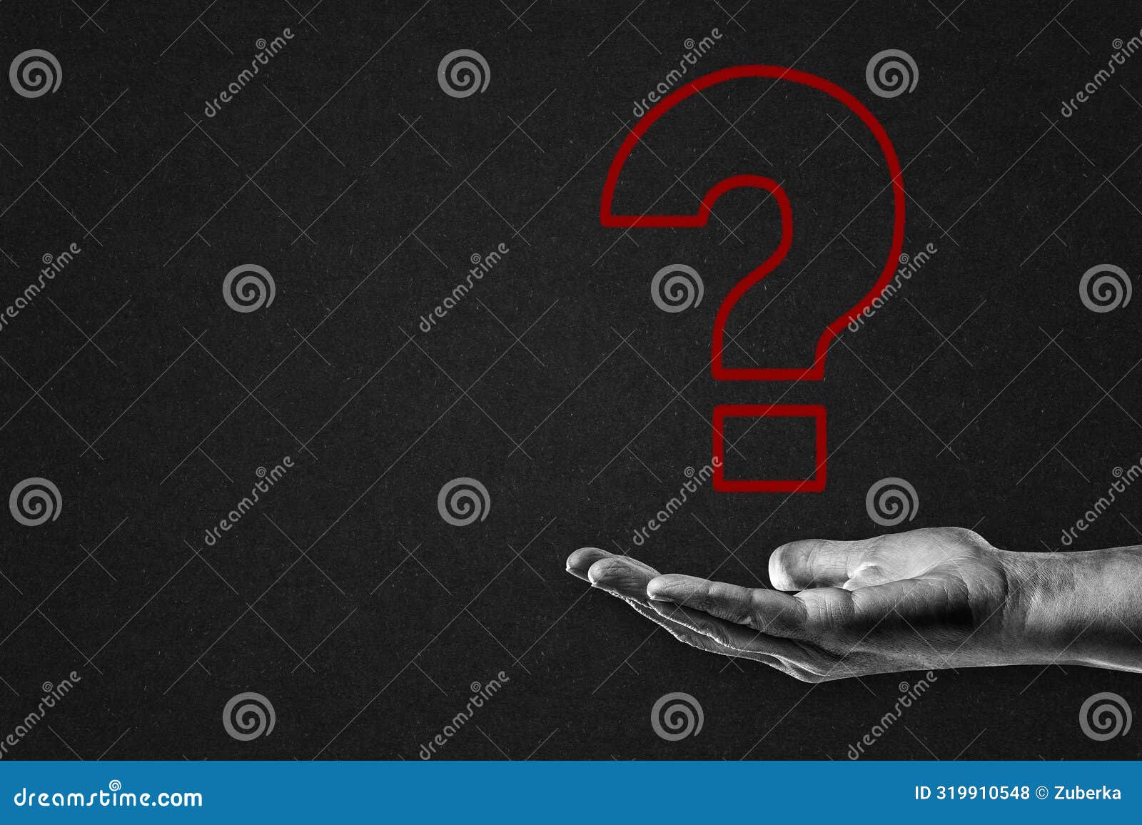 Hand with Question Mark stock photo. Image of palm, research - 319910548