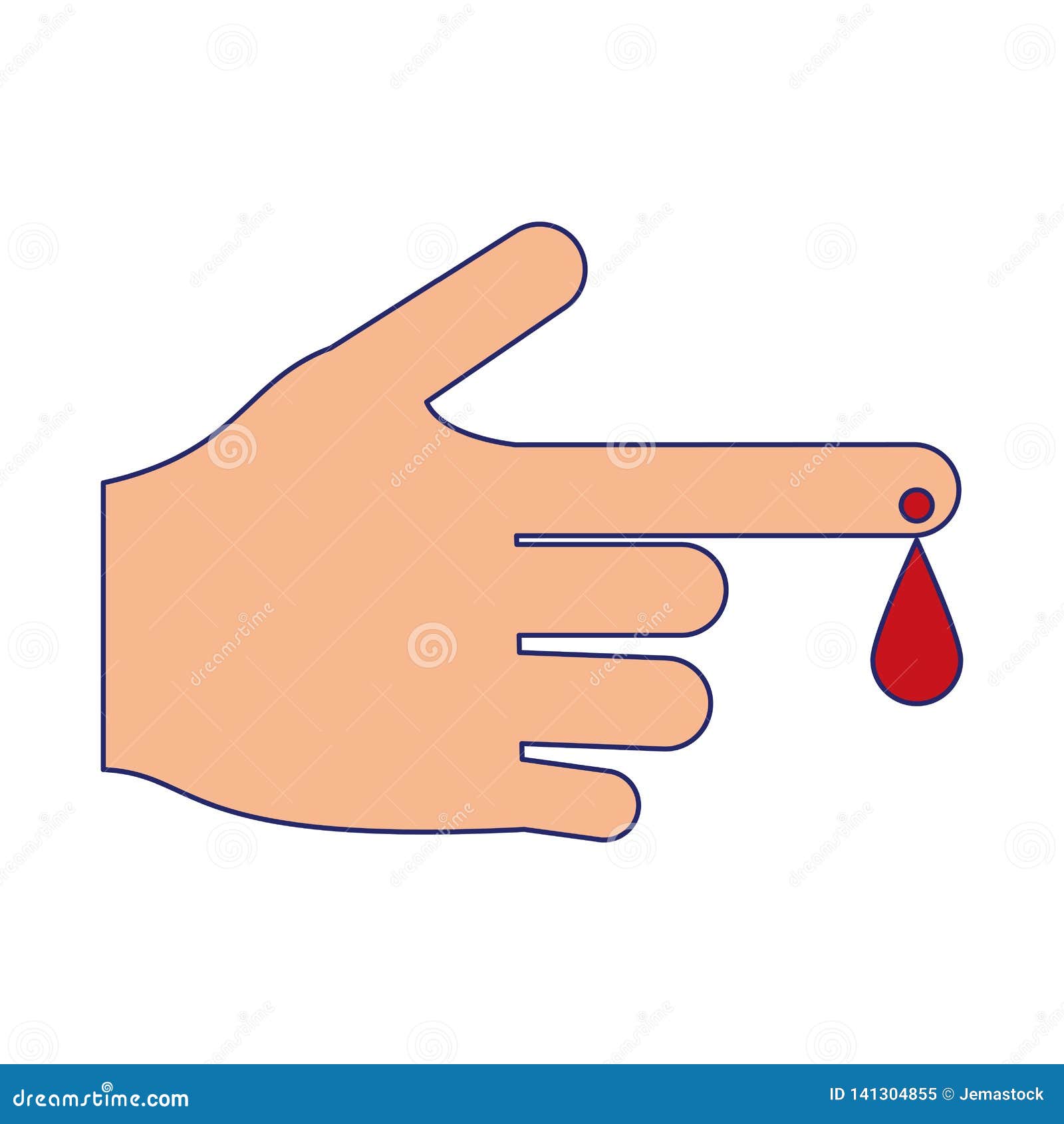 Hand with blood drop stock vector. Illustration of concept - 141304855