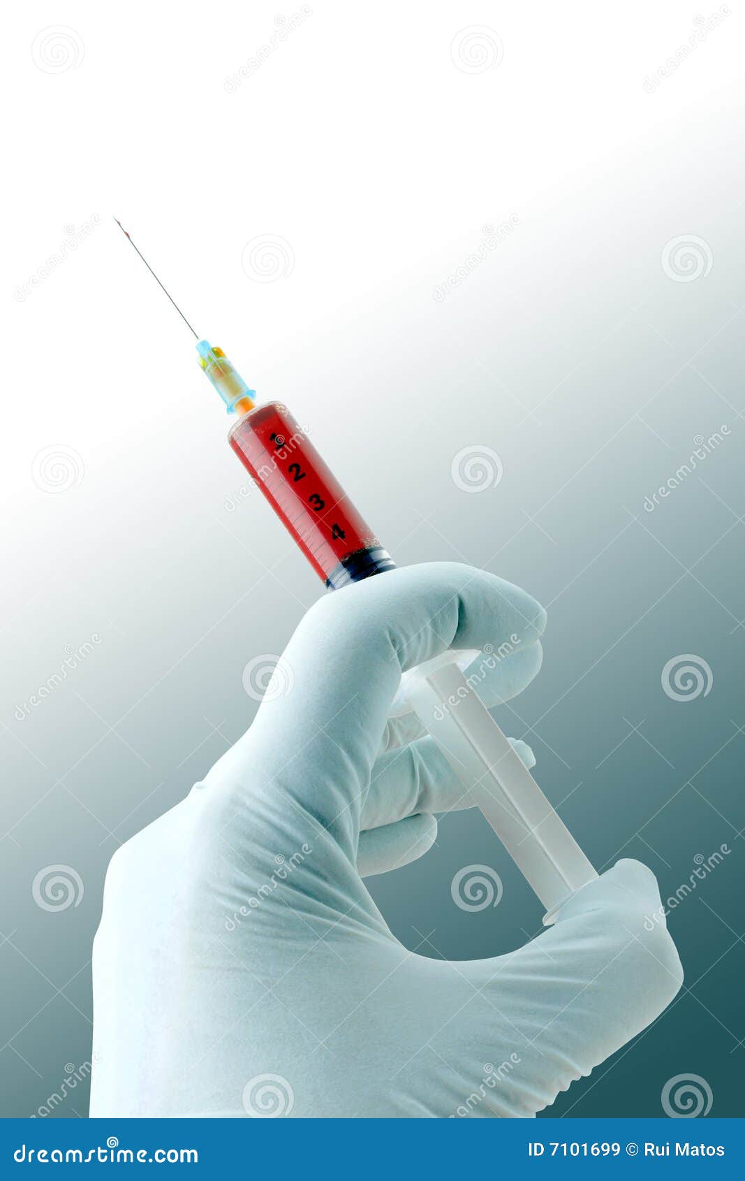 Hand with blood Syringe stock image. Image of medical - 7101699