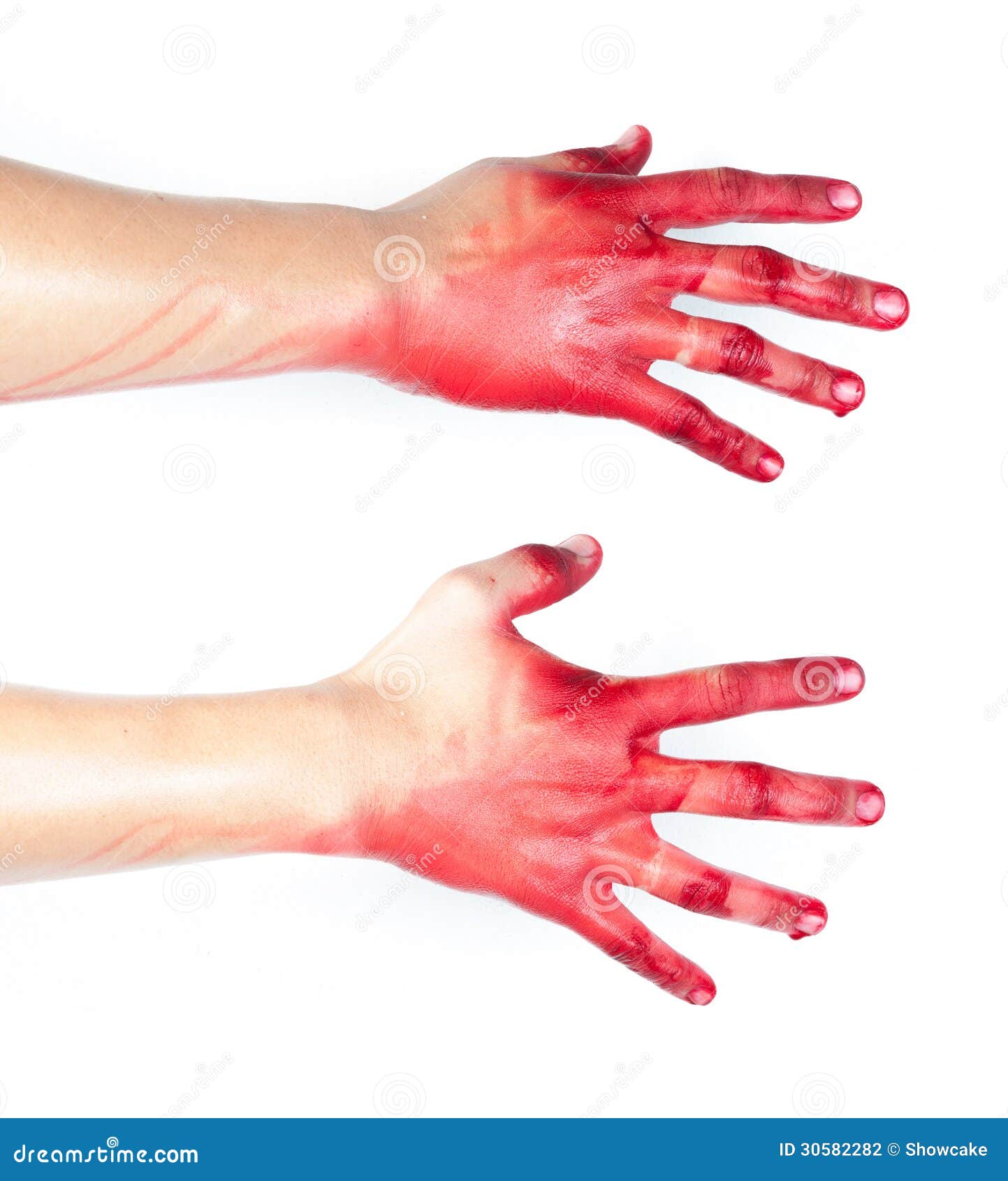 Hand in Blood on a White Background Stock Photo - Image of death ...