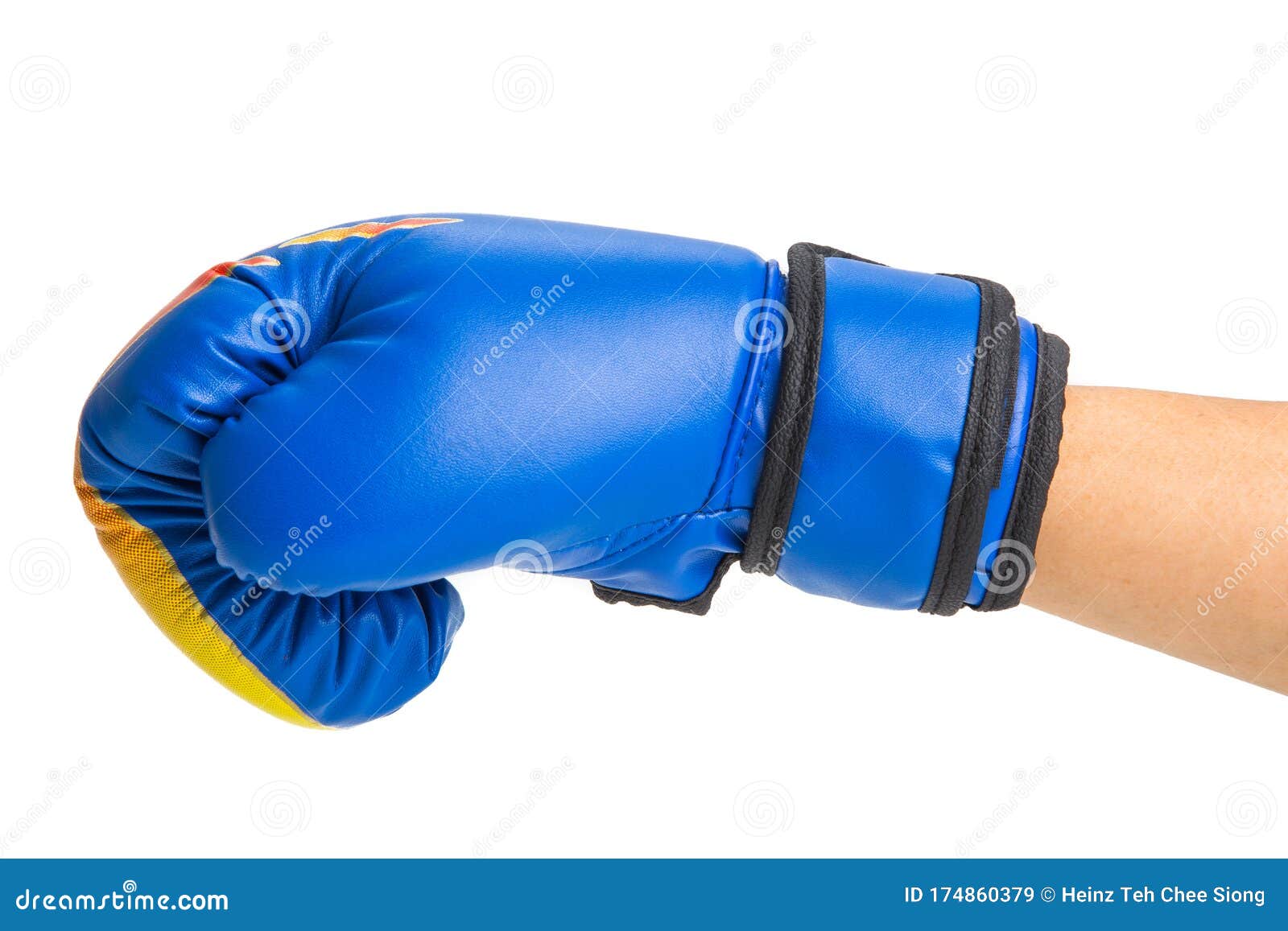 Hand with Blue Boxing Glove Stock Image - Image of object, background ...