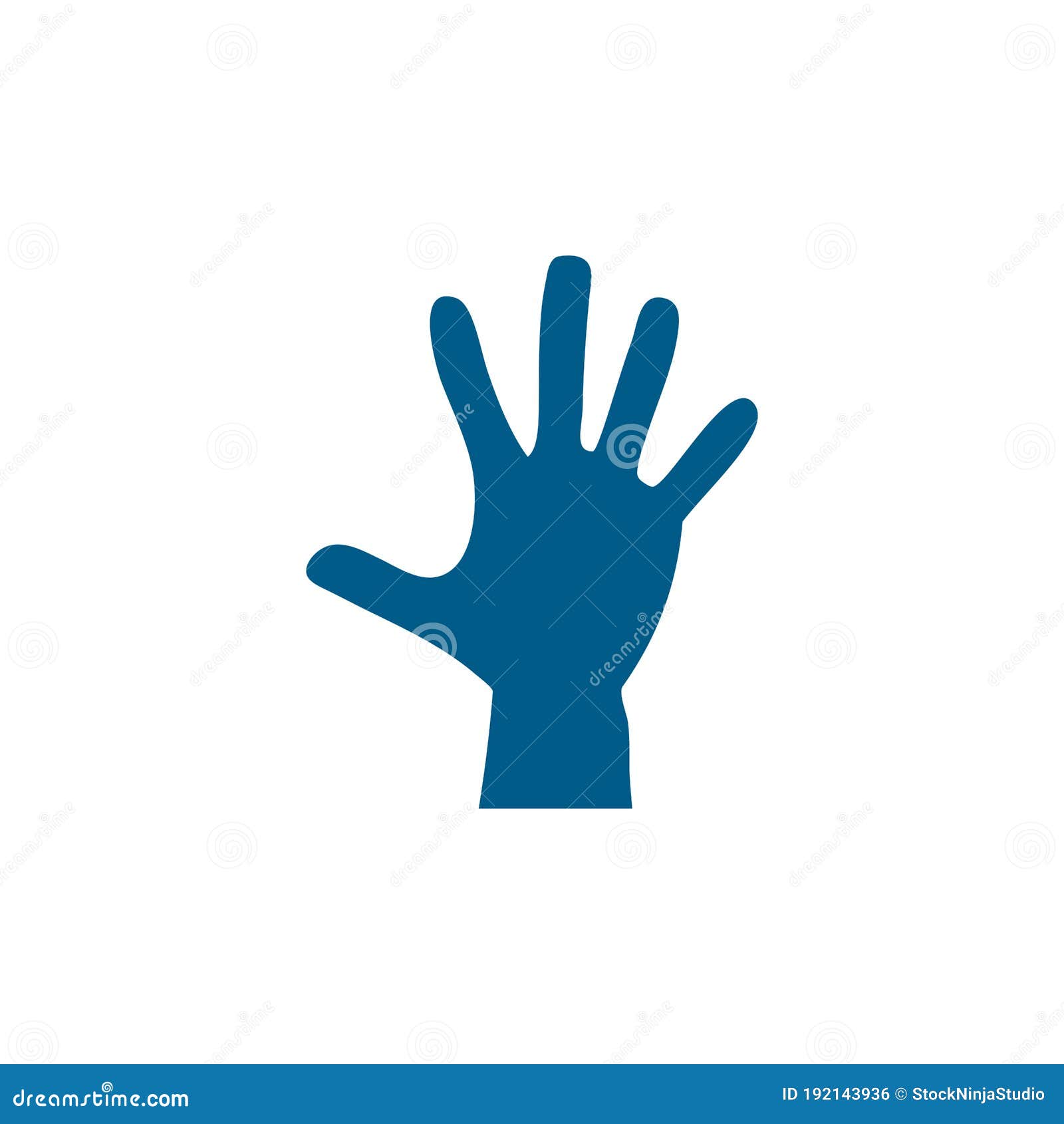Hand Blue Icon on White Background. Blue Flat Style Vector Illustration ...