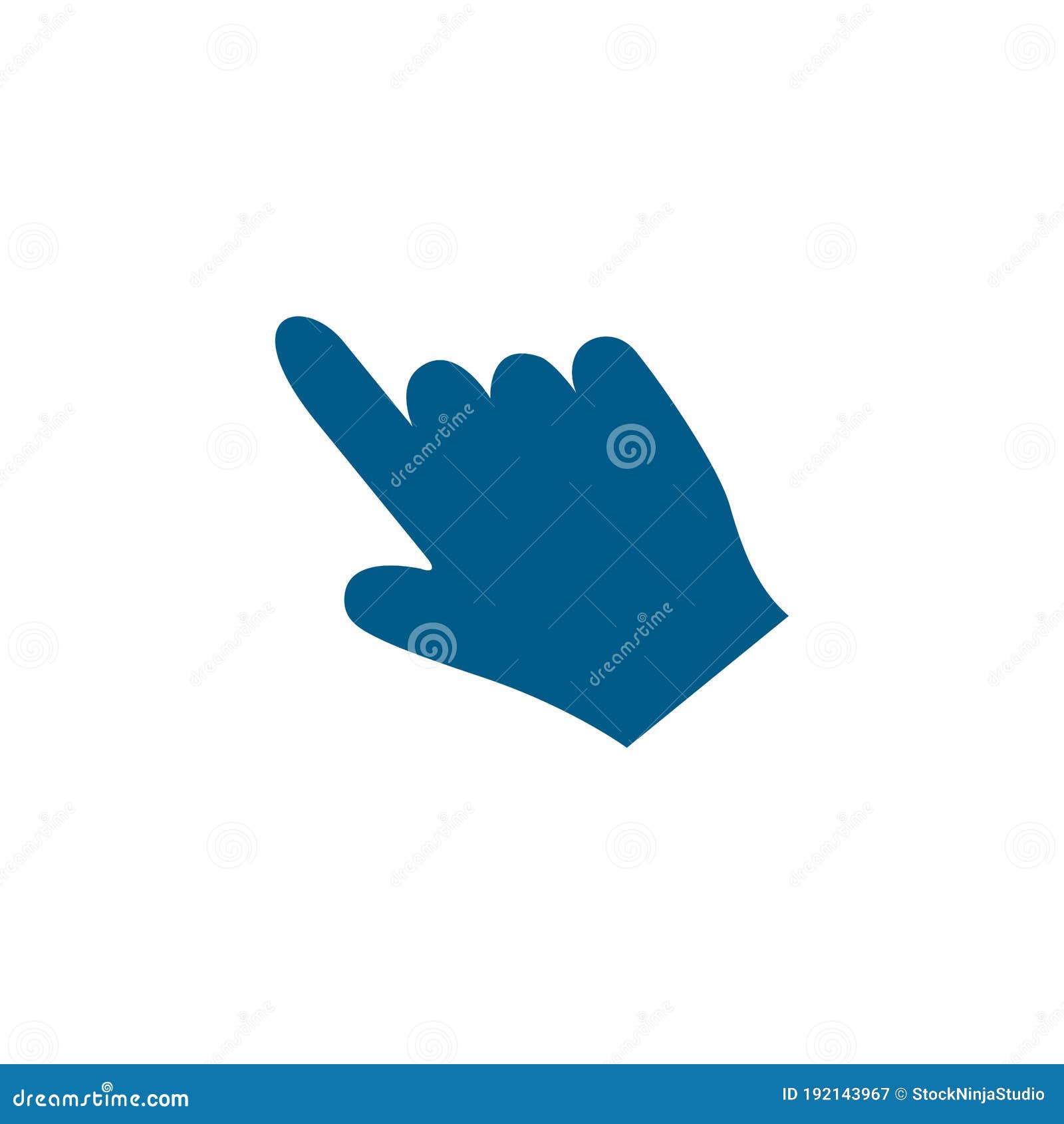 Hand Blue Icon on White Background. Blue Flat Style Vector Illustration ...
