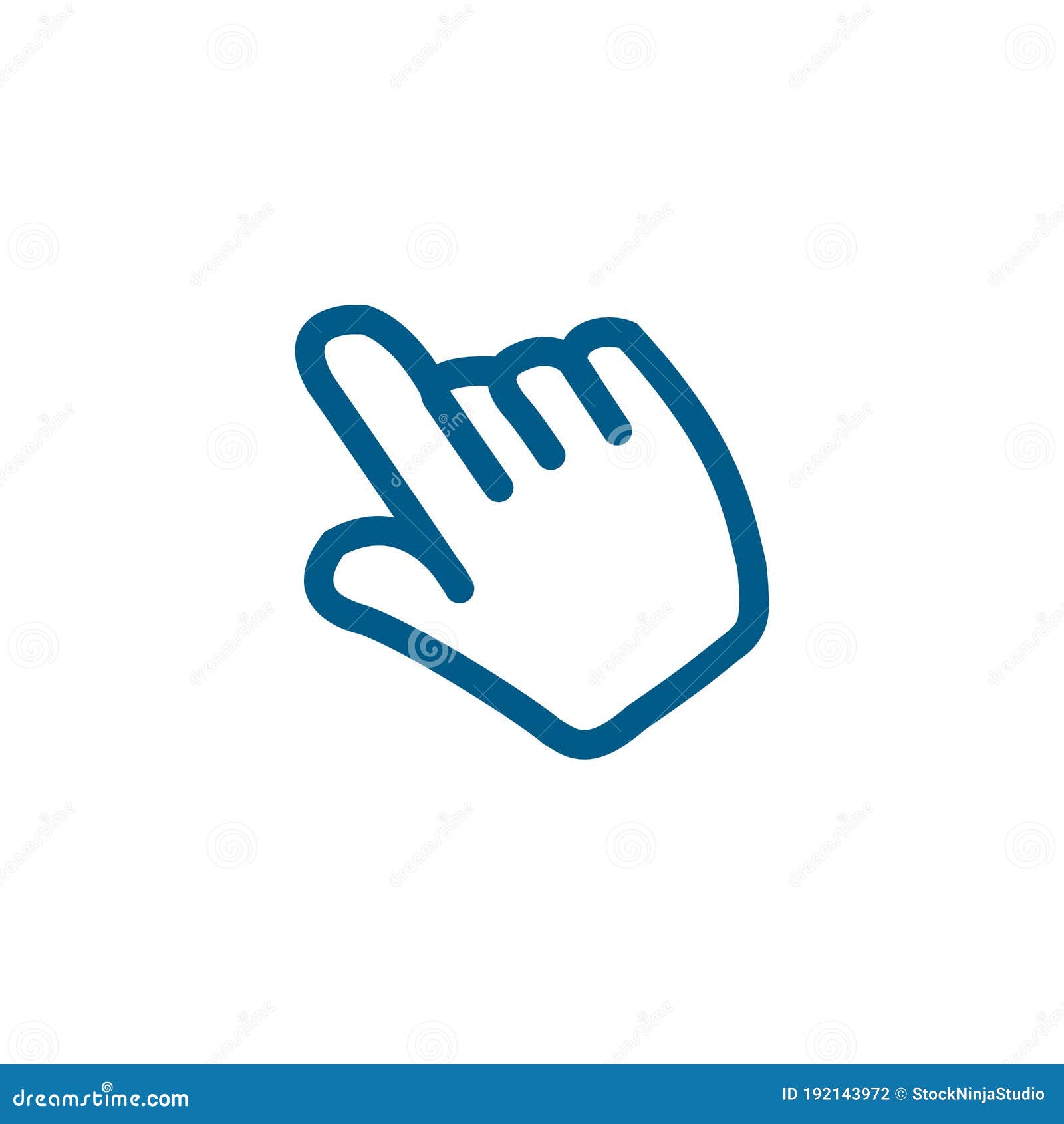 Hand Blue Icon on White Background. Blue Flat Style Vector Illustration ...
