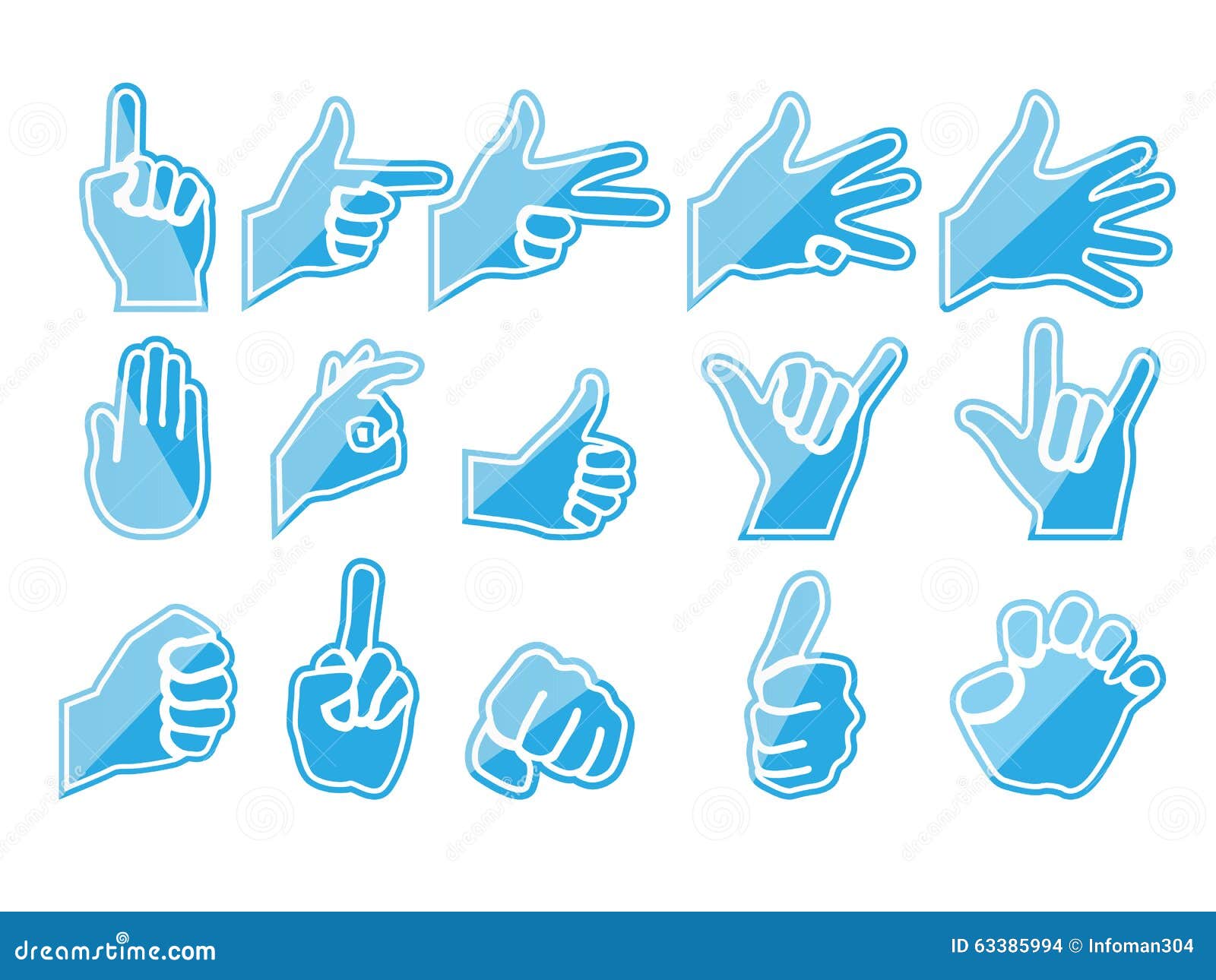 Hand blue stock vector. Illustration of five, finger - 63385994