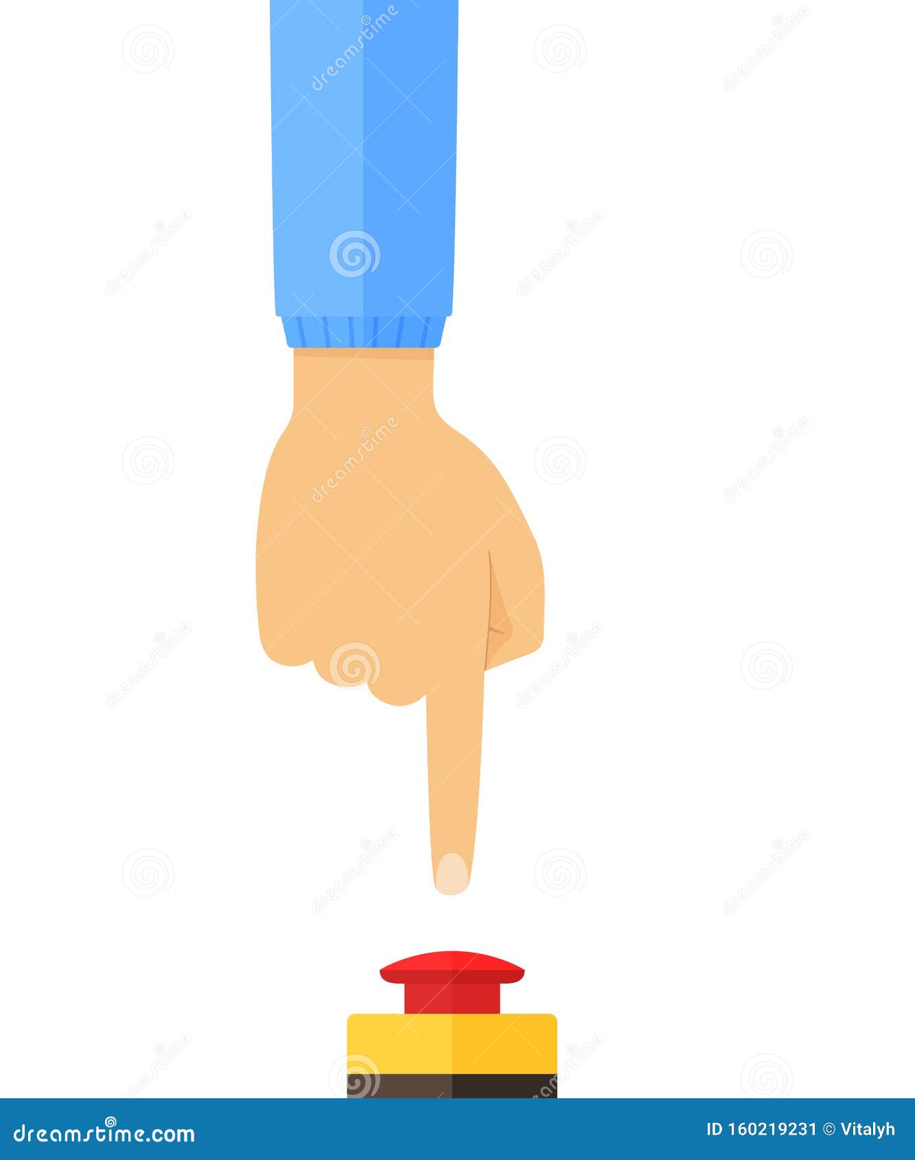 Hand Press Red Emergency Mushroom Button Flat Style Vector Illustration ...