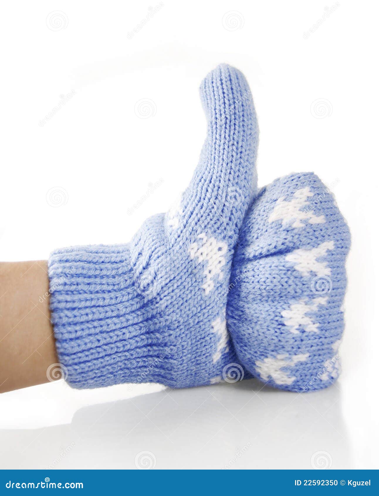 Hand in Blue Mittens Show Gesture Ok Stock Photo - Image of accessory ...